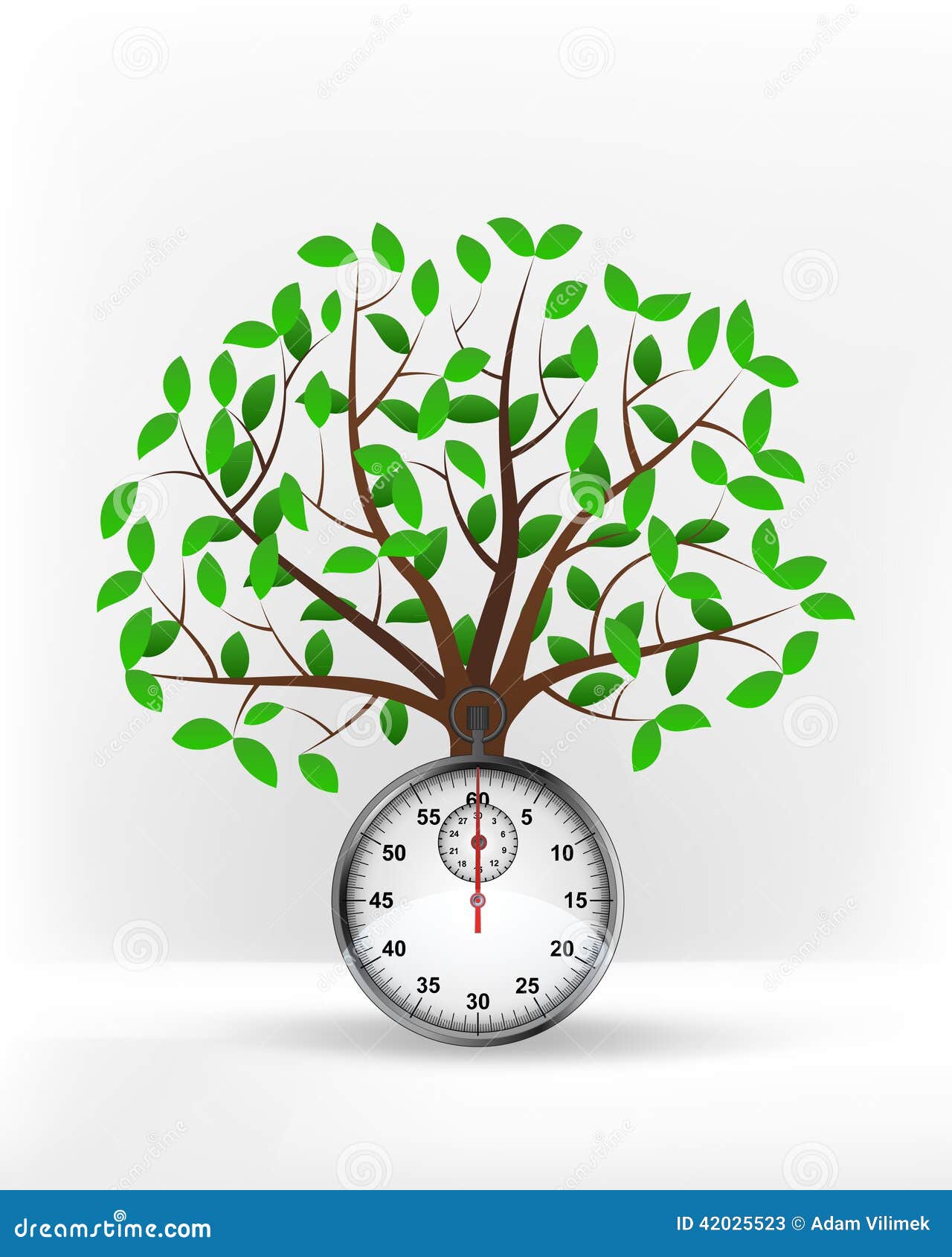 Stopwatch in Front of Green Leafy Tree Vector Stock Vector ...