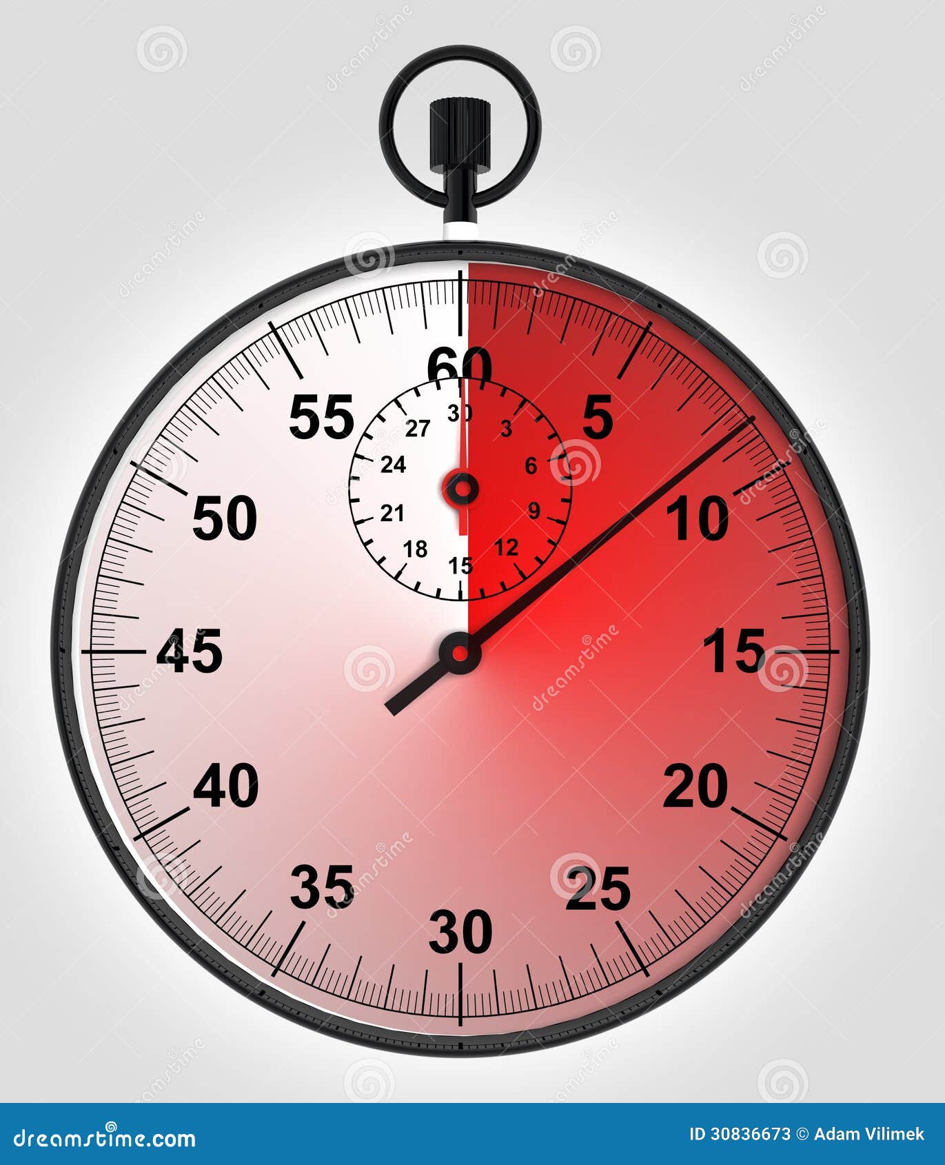 Stopwatch Front View with Time in Red Stock Illustration - Illustration ...