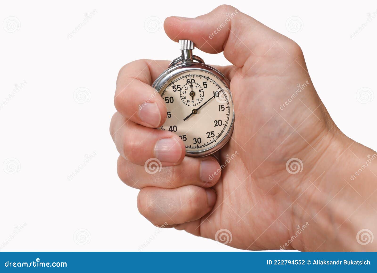 Stopwatch in Hand, Finger Presses a Button, Start, Finish, Isolate ...