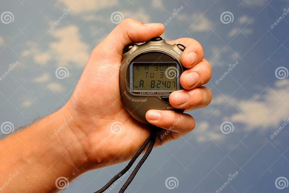 Stopwatch hand held stock image. Image of athlete, hold - 8956151