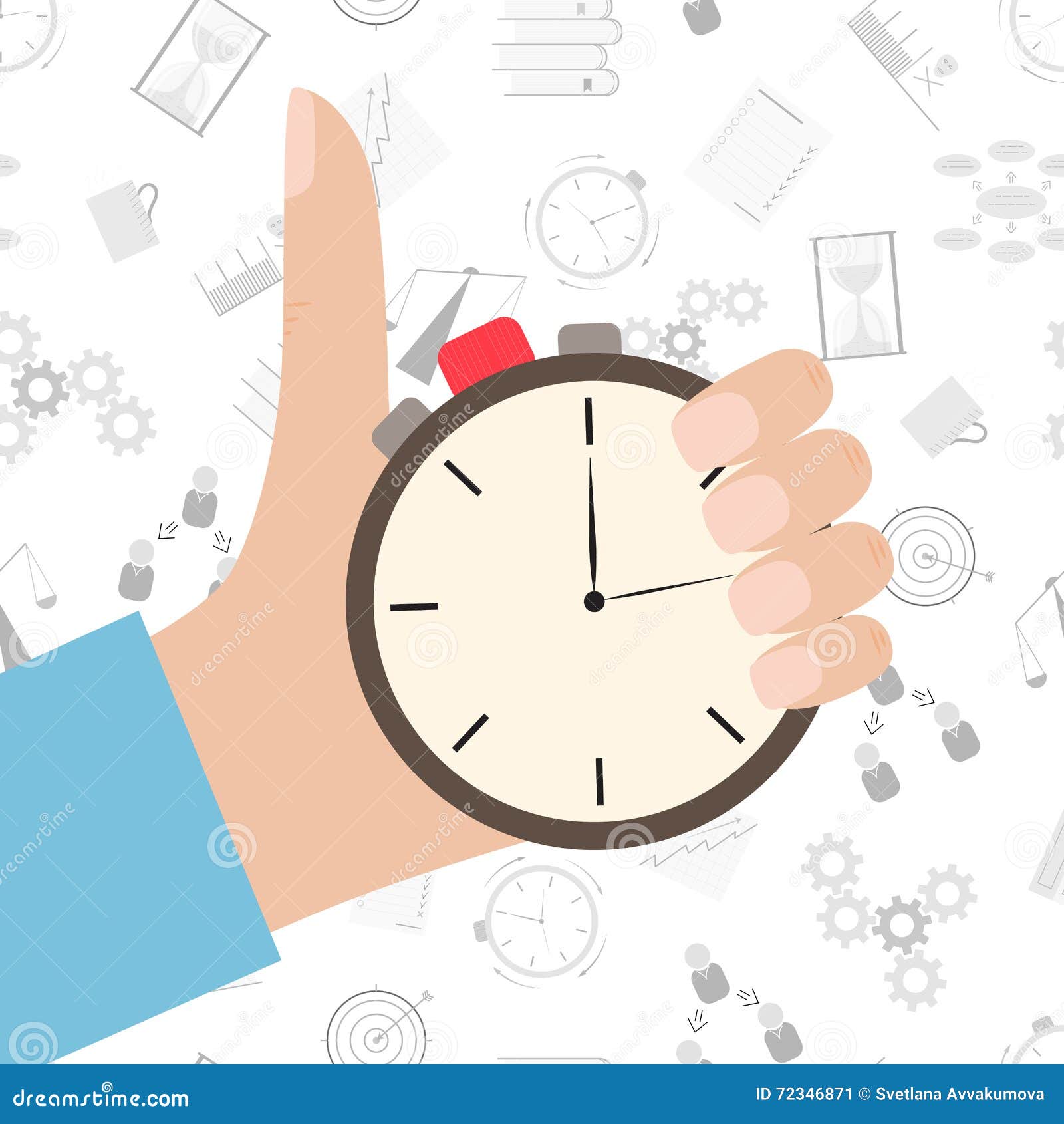 Stopwatch in Hand Icon. Flat Style Stock Vector - Illustration of male ...