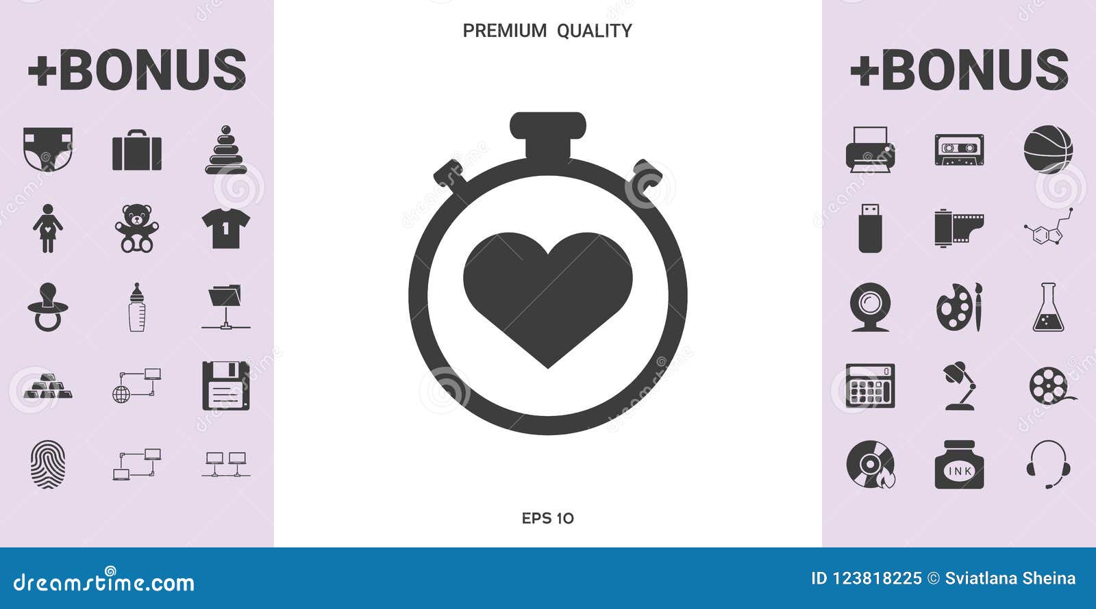 Stopwatch with Heart Symbol - Icon. Heart Timer Sign Stock Vector ... Stopwatch with Heart Symbol - Icon. Heart Timer Sign Stock Vector ...