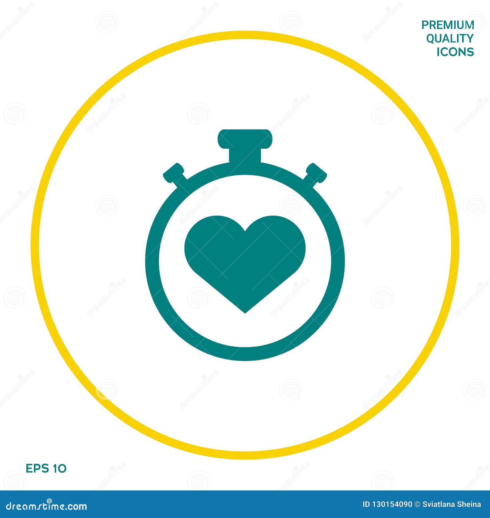 Stopwatch with Heart Symbol - Icon. Heart Timer Sign Stock Vector ...