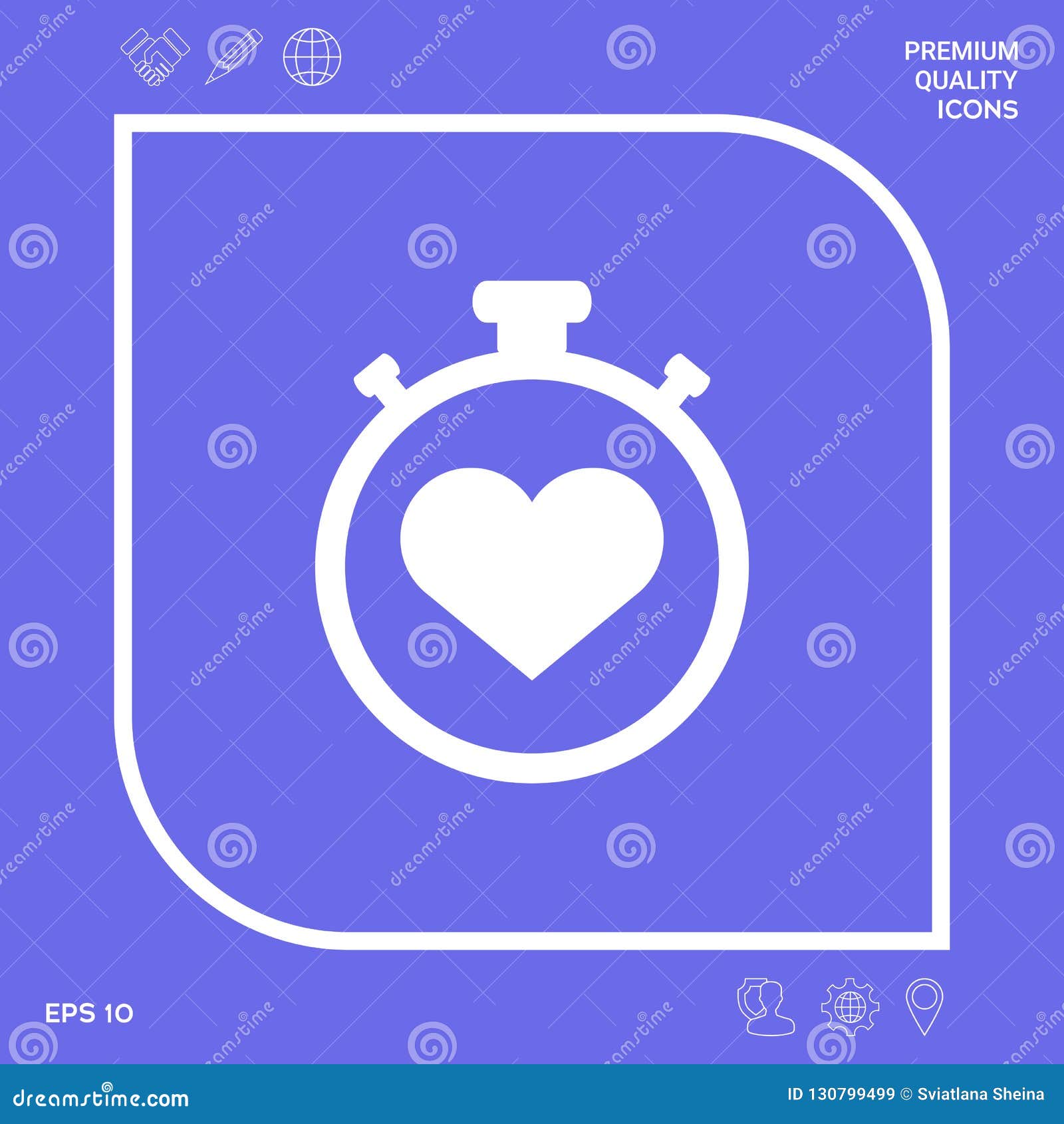 Stopwatch with Heart Symbol - Icon. Heart Timer Sign Stock Vector ...