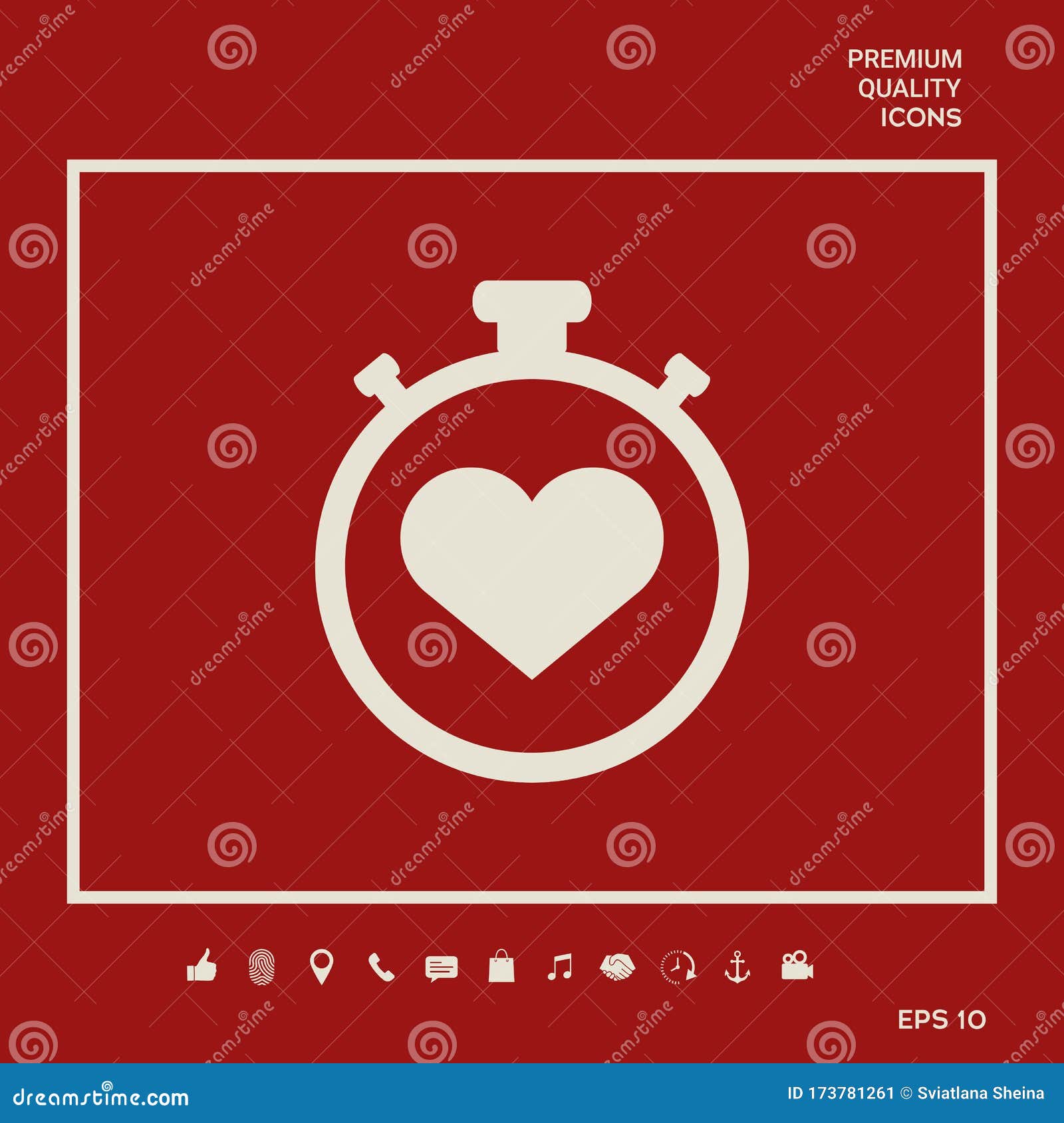 Stopwatch with Heart Symbol - Icon. Heart Timer Sign Stock Illustration ...