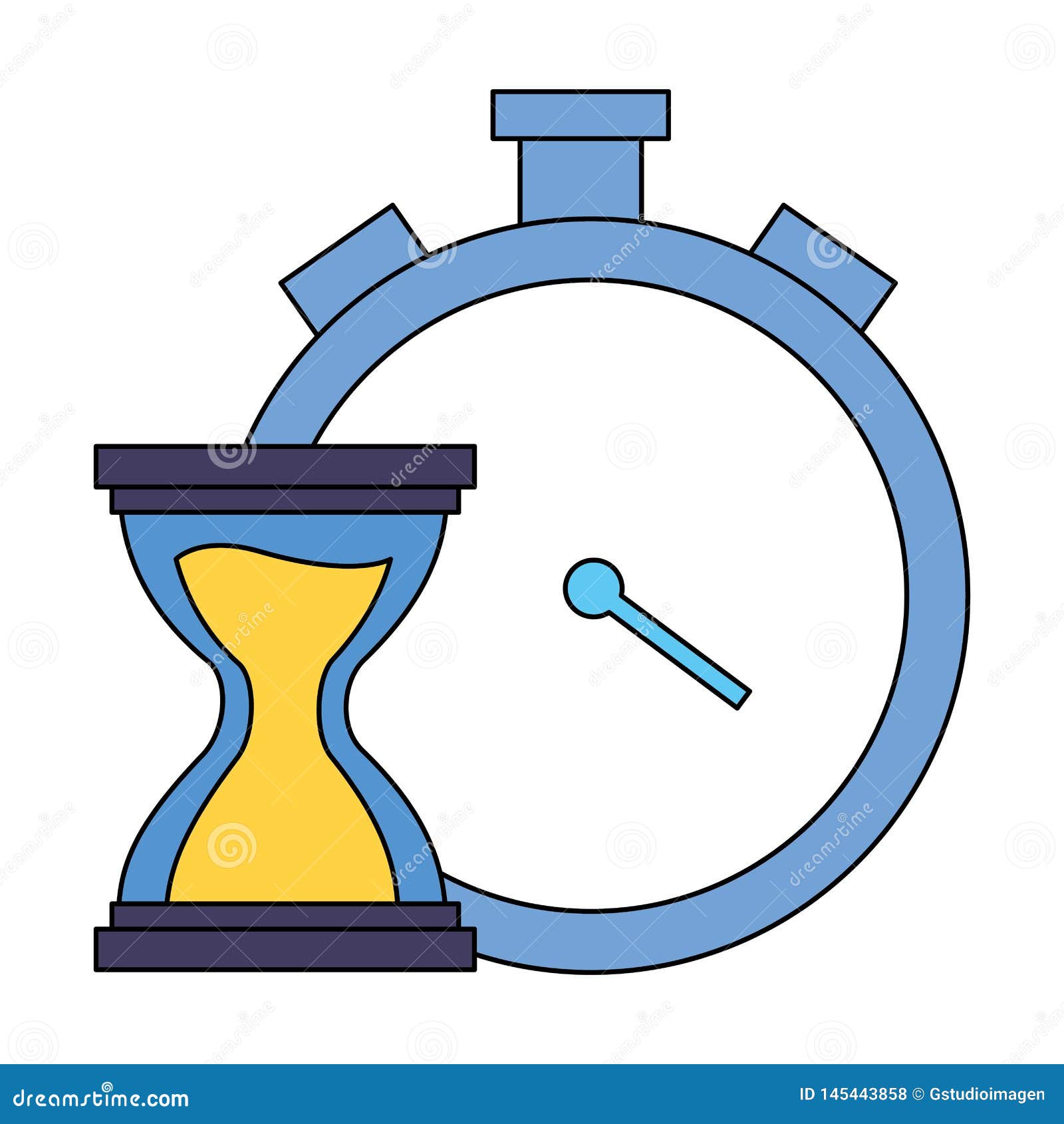 Stopwatch and Hourglass Time Stock Vector - Illustration of pictogram ...