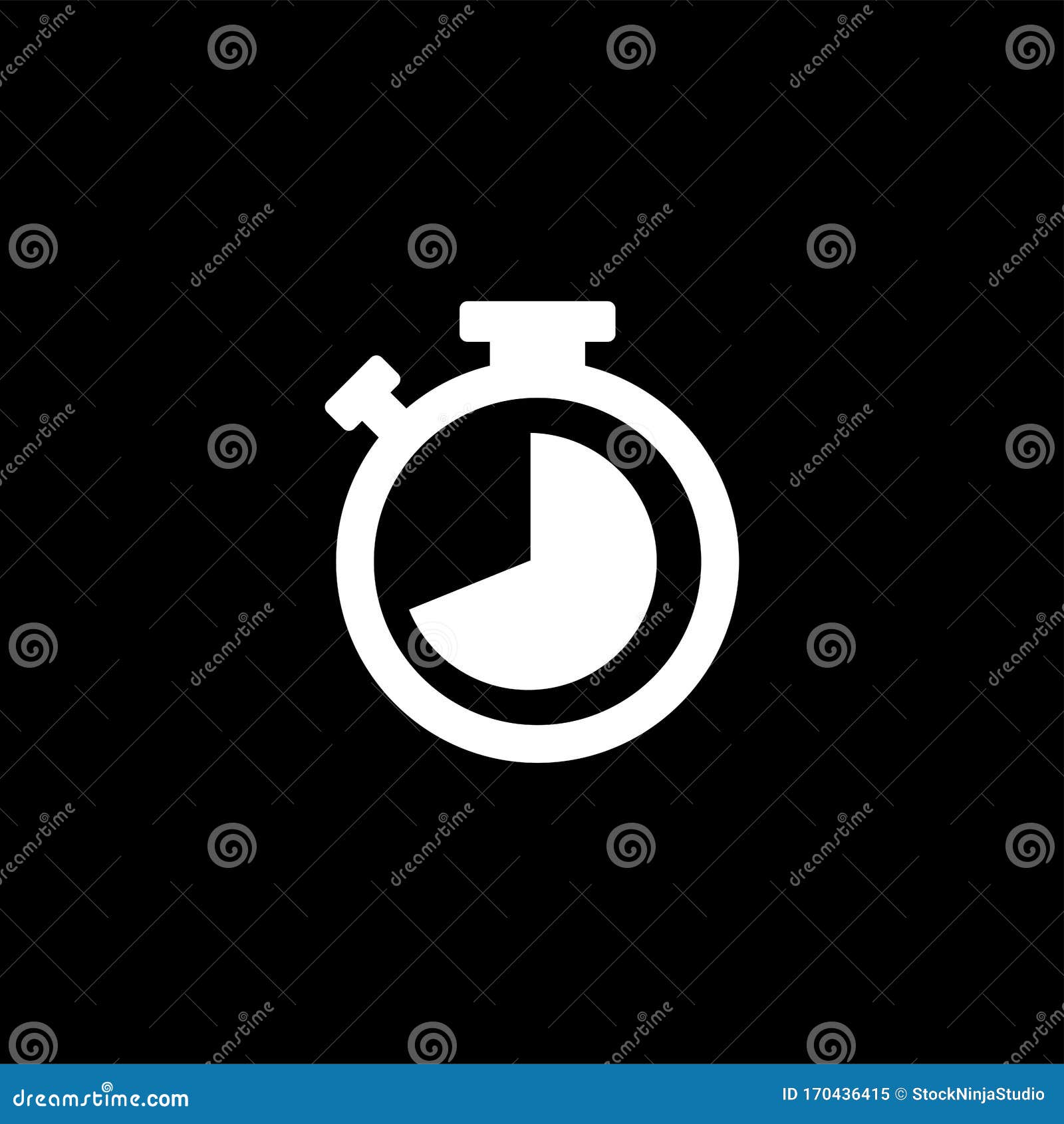 Stopwatch Icon on Black Background. Black Flat Style Vector ...