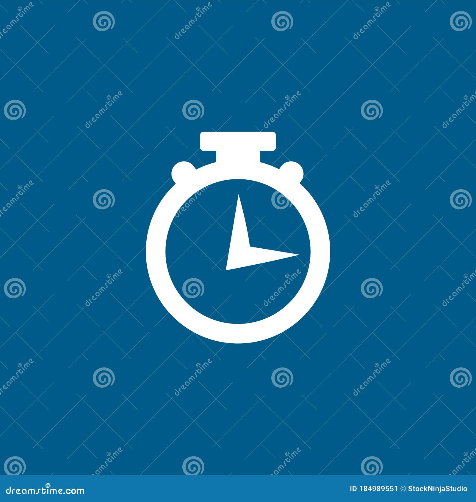 Stopwatch Icon on Blue Background. Blue Flat Style Vector Illustration ...
