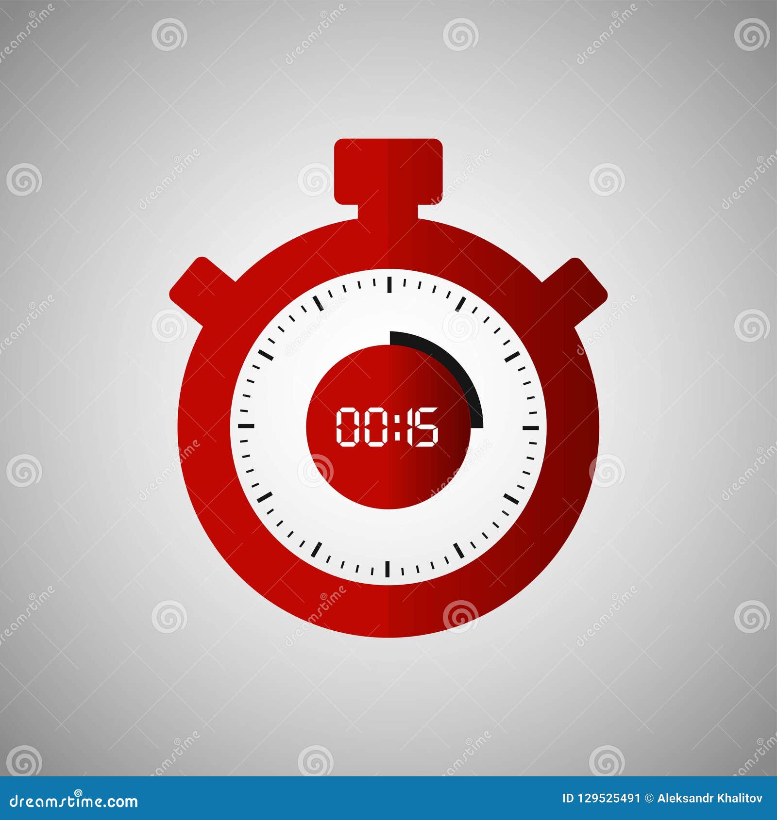 Stopwatch Icon in Flat Style, Red Timer on Gray Background. Sport Clock ...