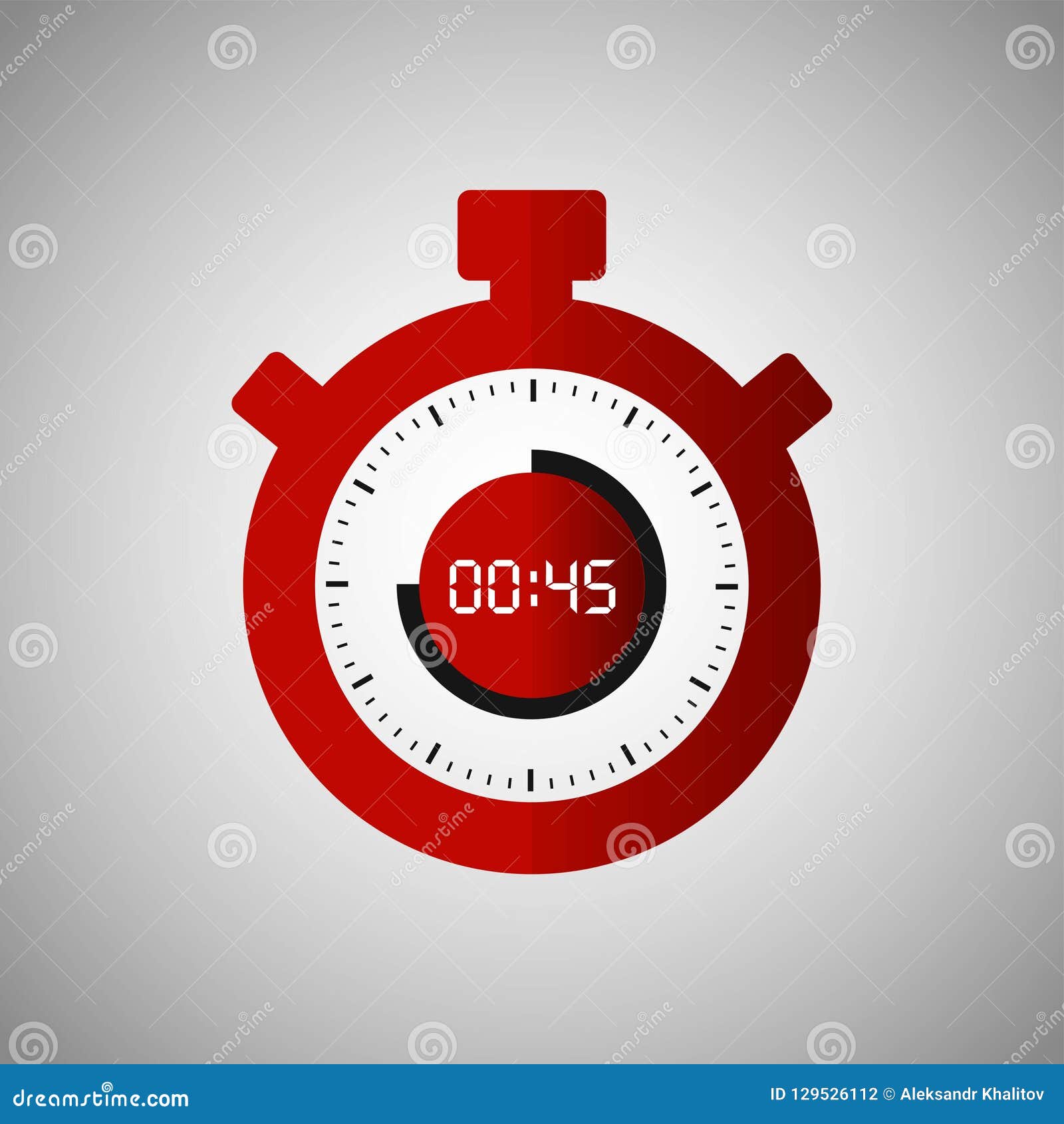 Stopwatch Icon in Flat Style, Red Timer on Gray Background. Sport Clock ...