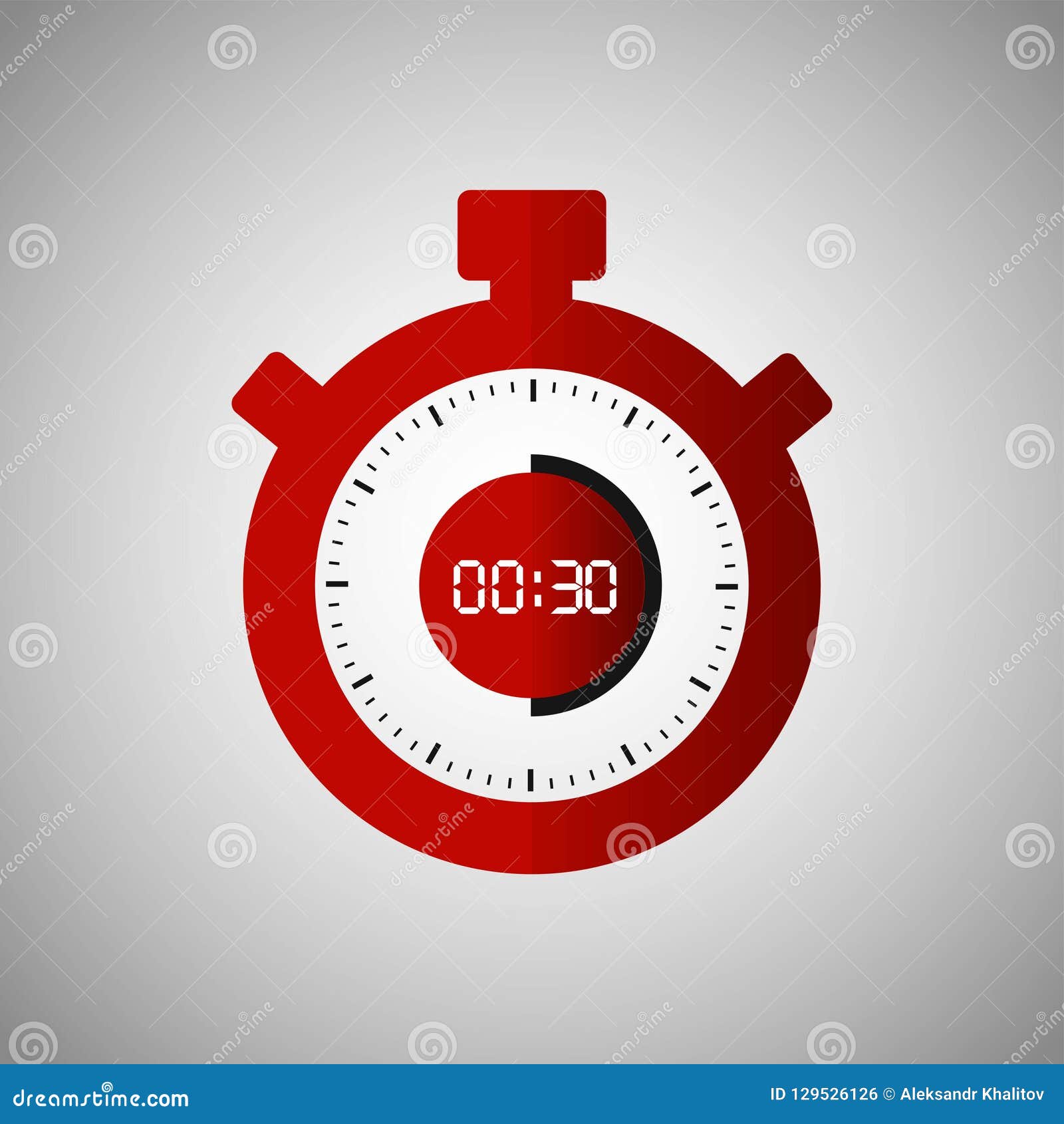 Stopwatch Icon in Flat Style, Red Timer on Gray Background. Sport Clock ...