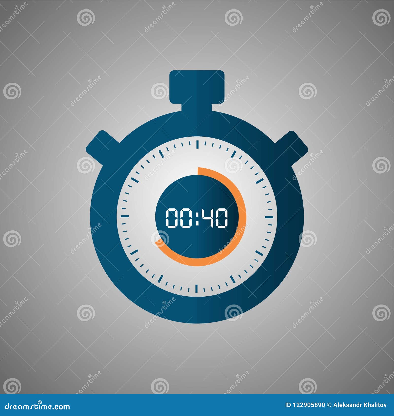 Stopwatch Icon in Flat Style 40 Seconds Stock Illustration ...