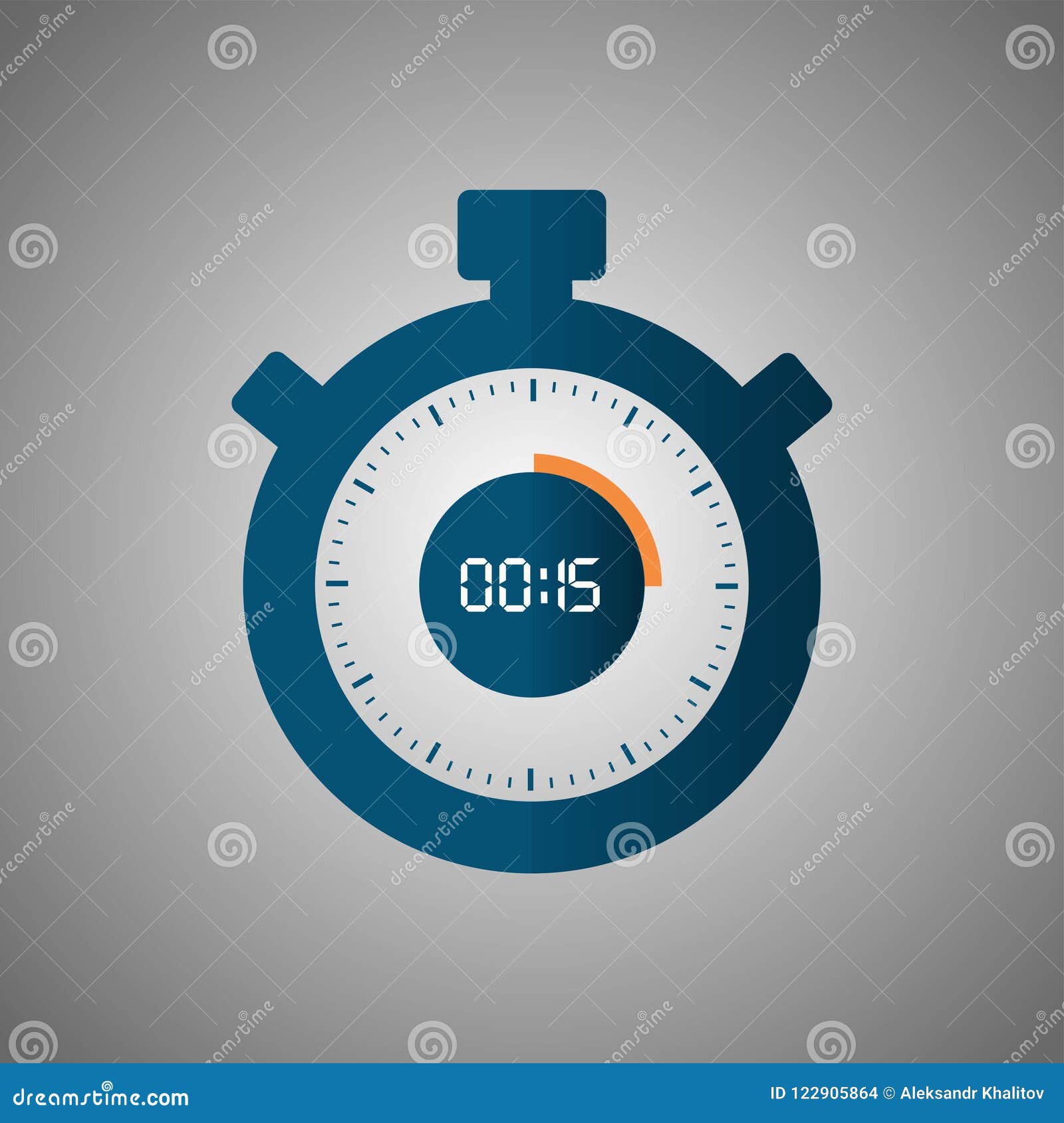 Stopwatch Icon in Flat Style 15 Seconds Stock Illustration ...