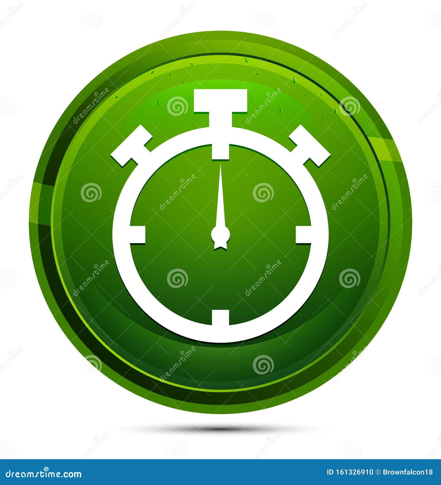 Stopwatch Icon Glassy Green Round Button Illustration Stock Vector ...