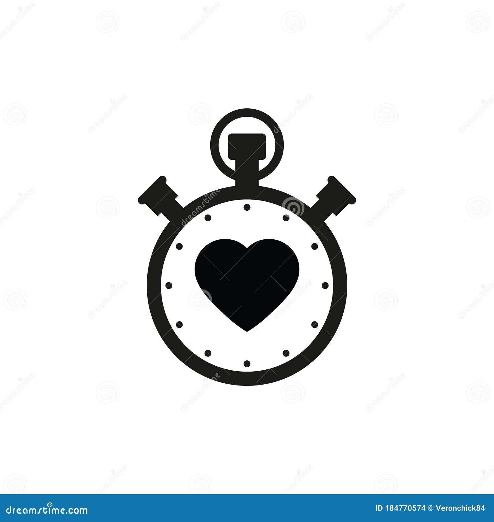 Stopwatch Icon with Heart Icon - Vector Sign Stock Vector ...