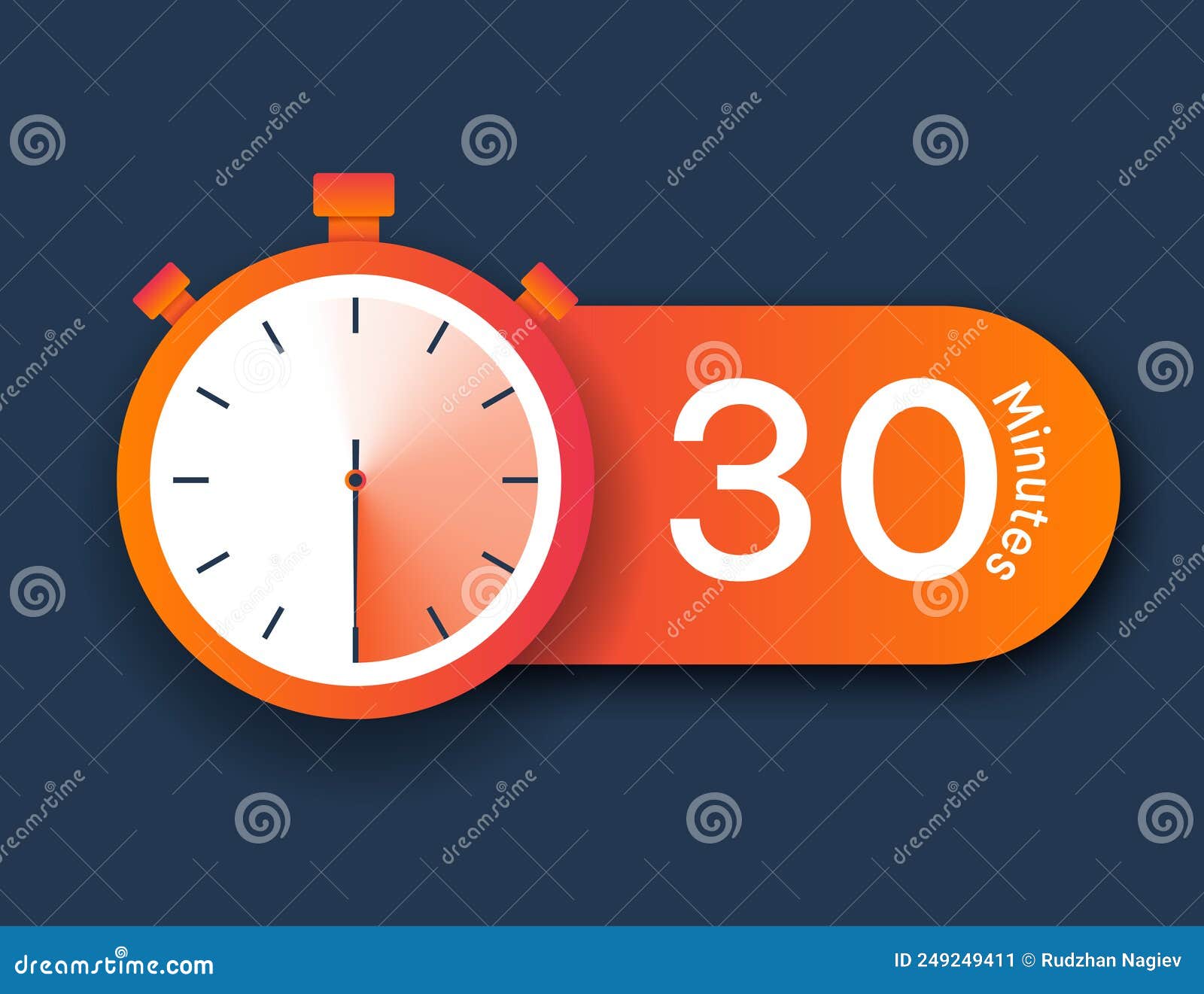 Stopwatch icon 30 minutes stock vector. Illustration of number - 249249411