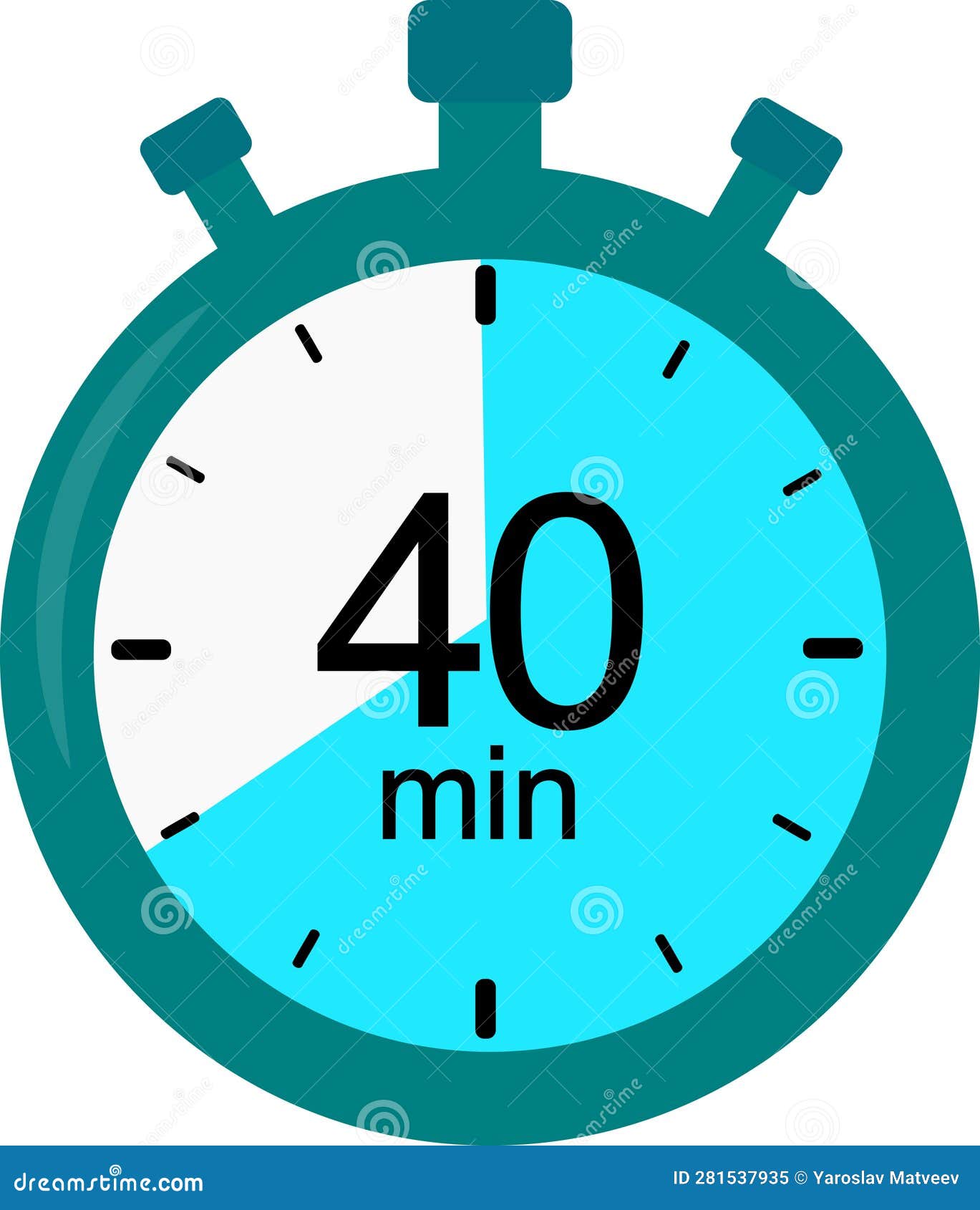 Stopwatch icon. 40 minutes stock vector. Illustration of sport - 281537935