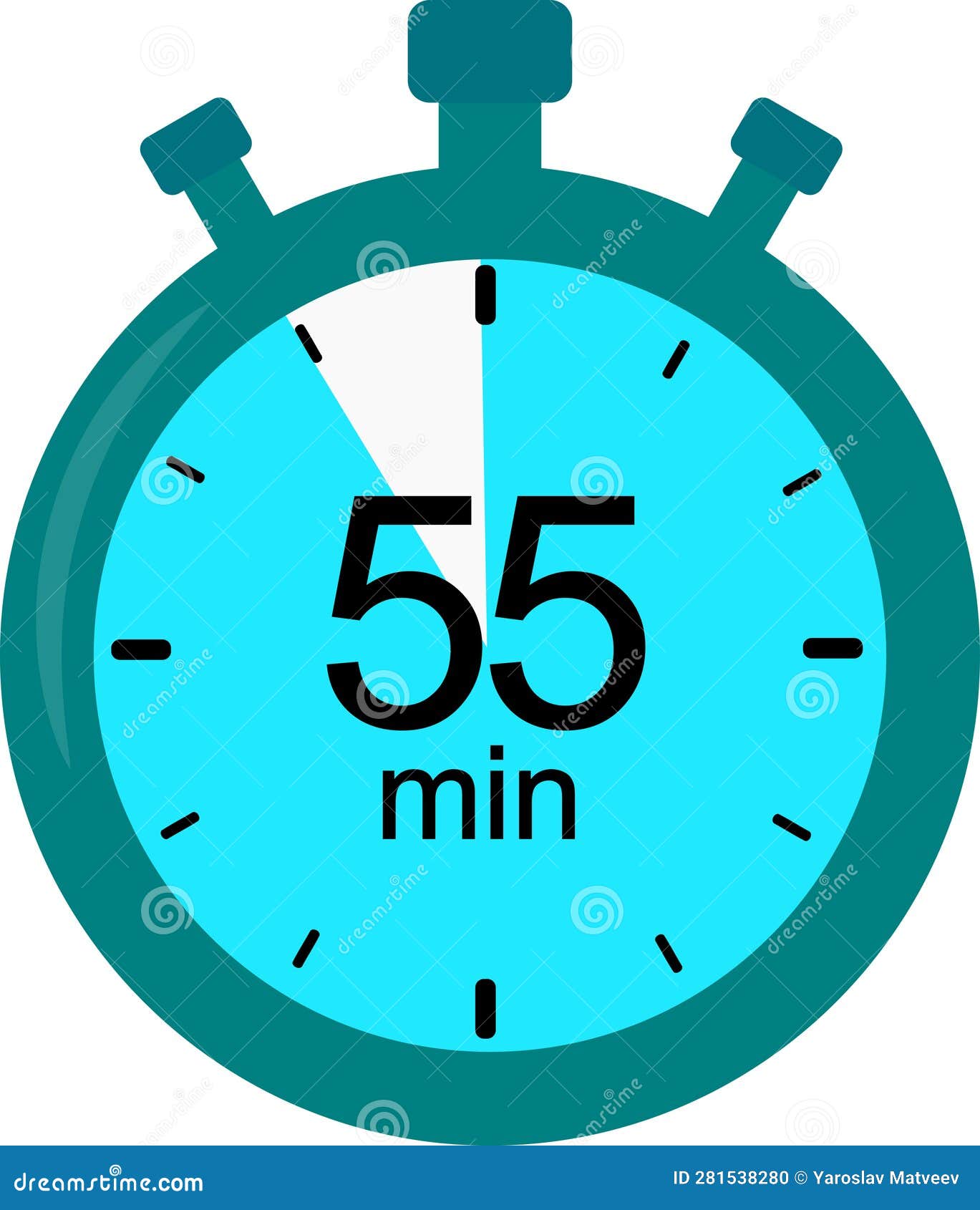 Stopwatch Icon. 55 Minutes. Timer Stock Vector - Illustration of vector ...