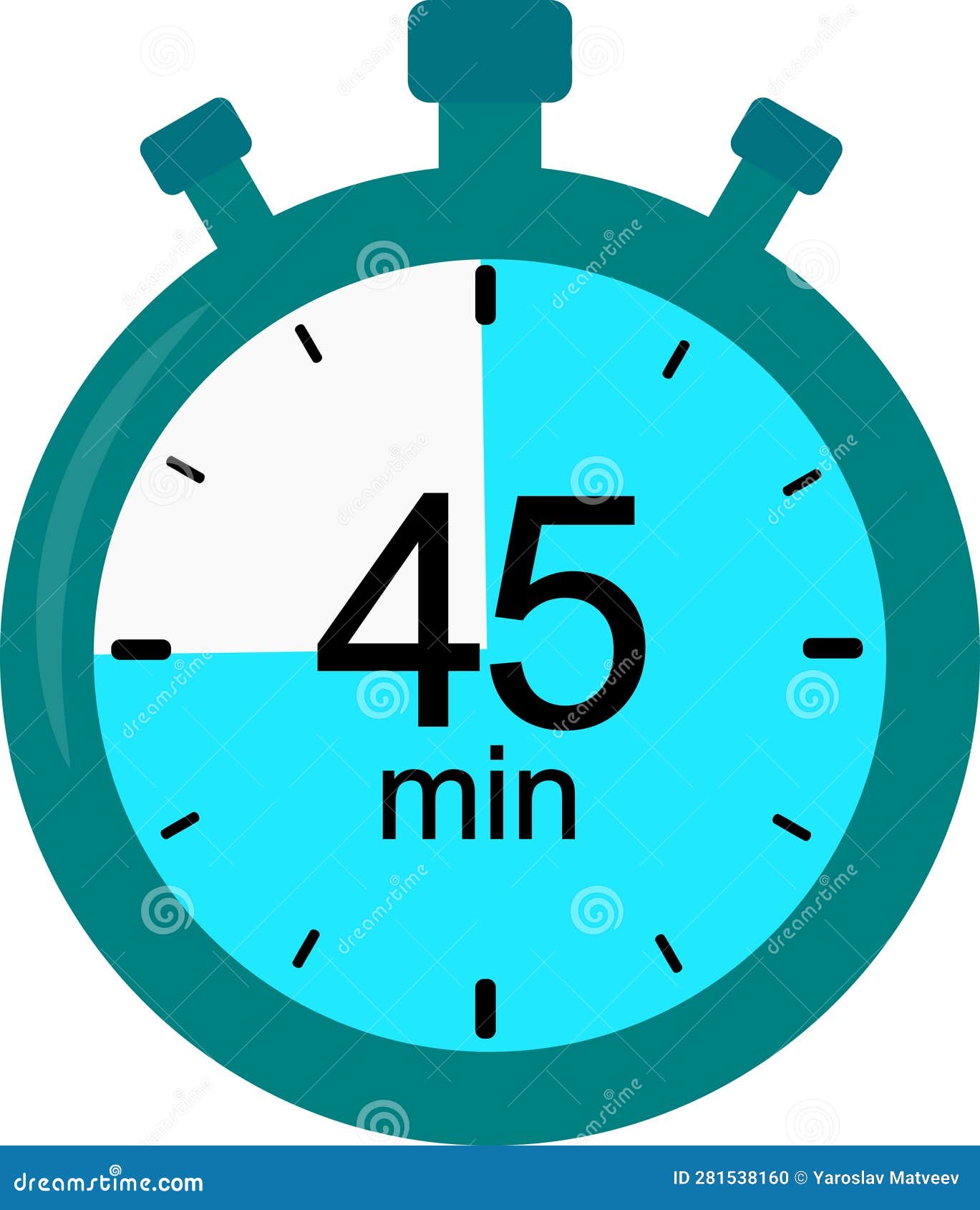 Stopwatch Icon. 45 Minutes. Timer Stock Vector - Illustration of ...