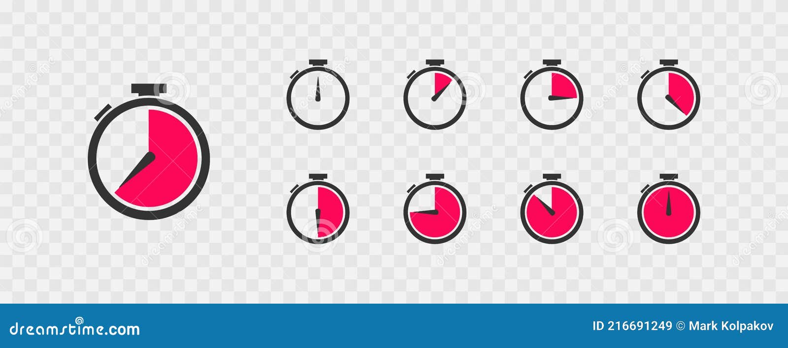 Stopwatch Icon Set. Timer in Flat Style Stock Vector - Illustration of ...