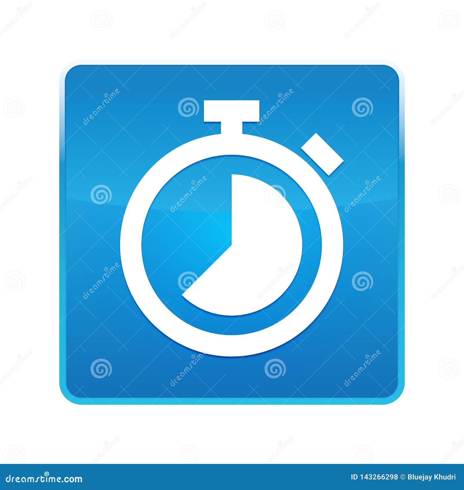 Stopwatch Icon Shiny Blue Square Button Stock Illustration ...