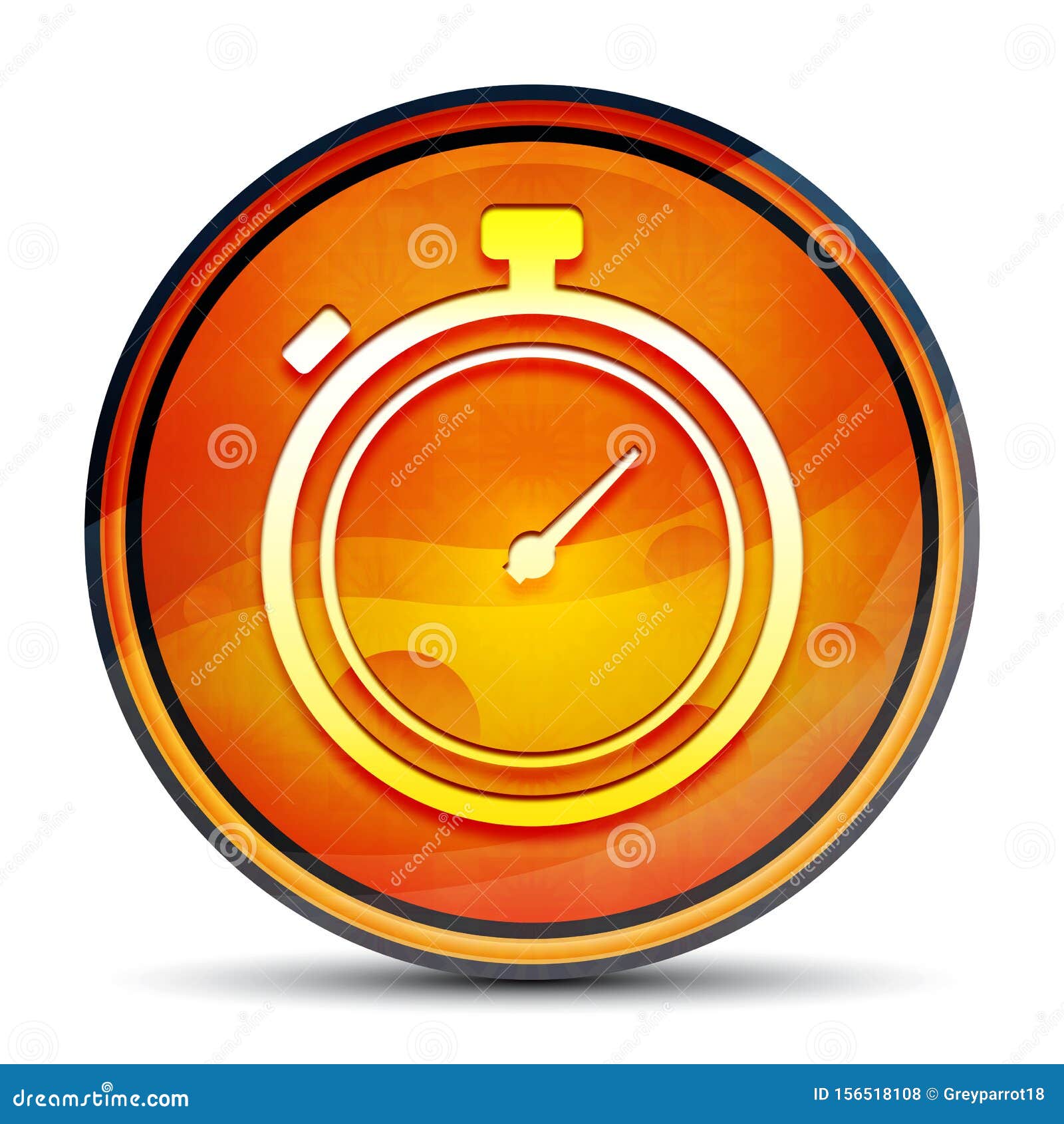 Stopwatch Icon Shiny Bright Orange Round Button Illustration Stock ...
