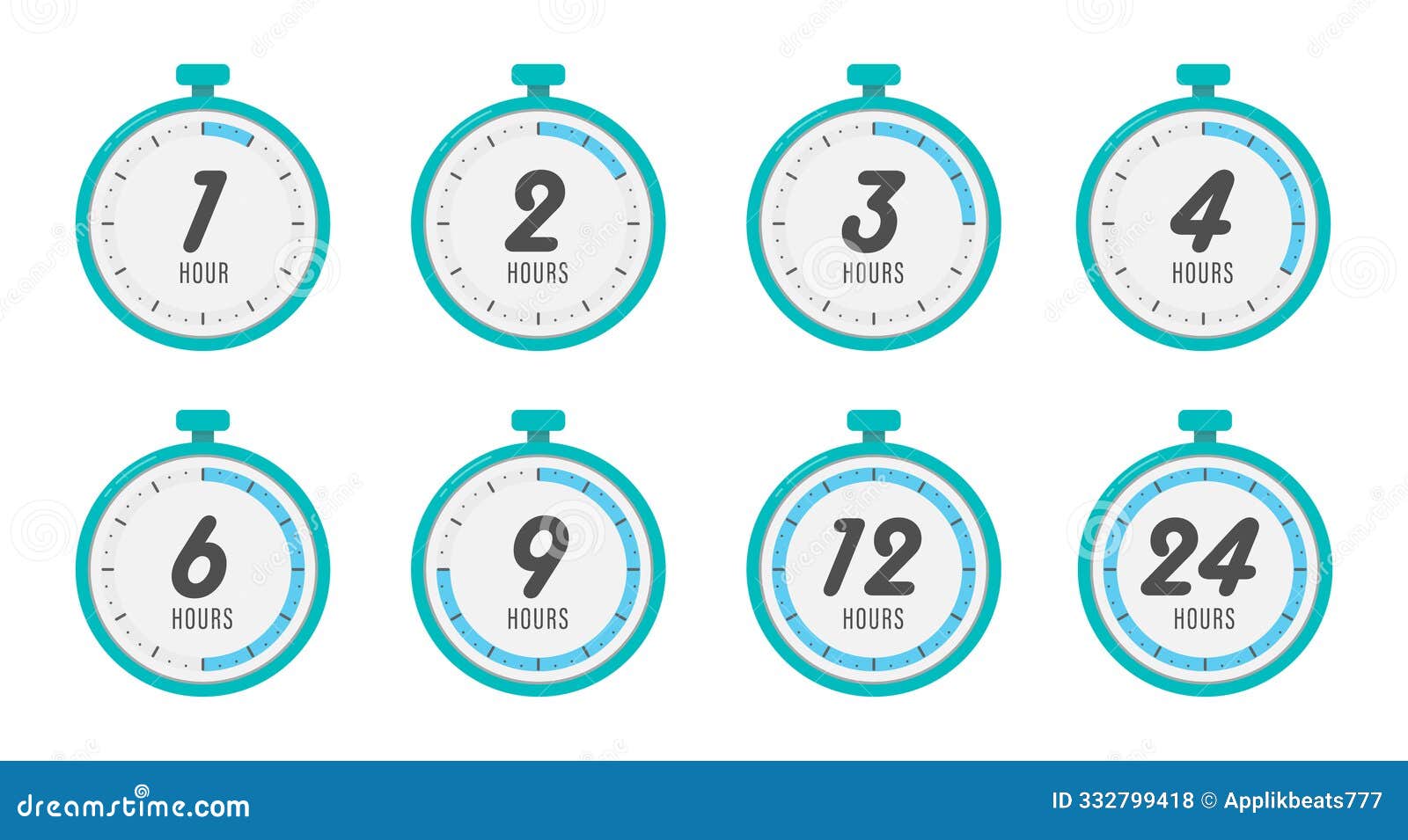 Stopwatch Icons with Different Hours in a Flat Design Stock Vector ...
