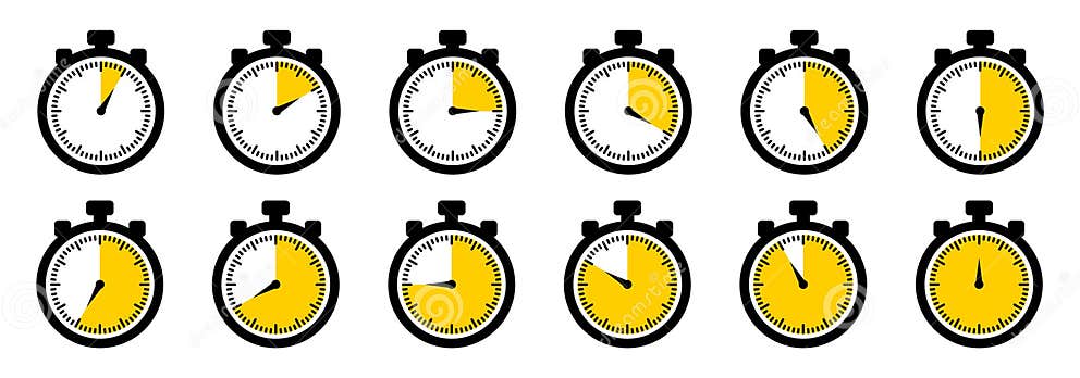 Stopwatch Icons. Set of Timer Clock Icons Stock Vector - Illustration ...