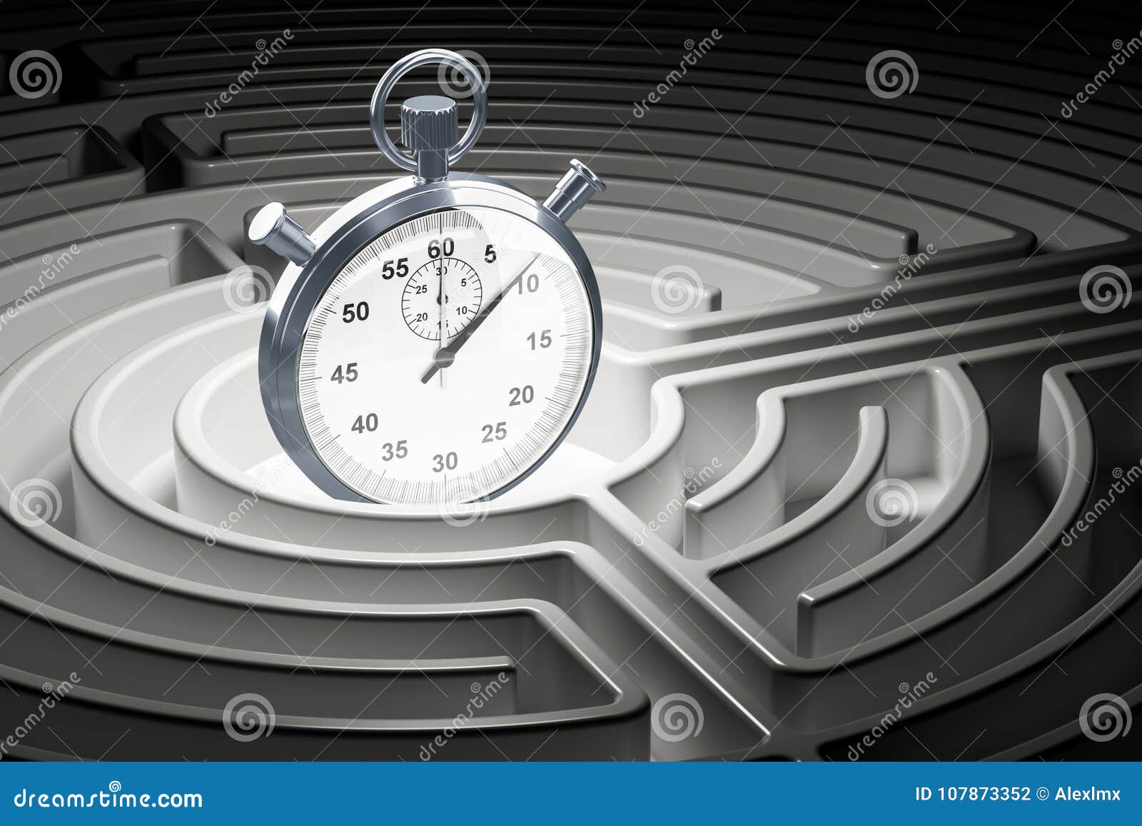 Stopwatch Inside Labyrinth Maze, 3D Rendering Stock Illustration ...