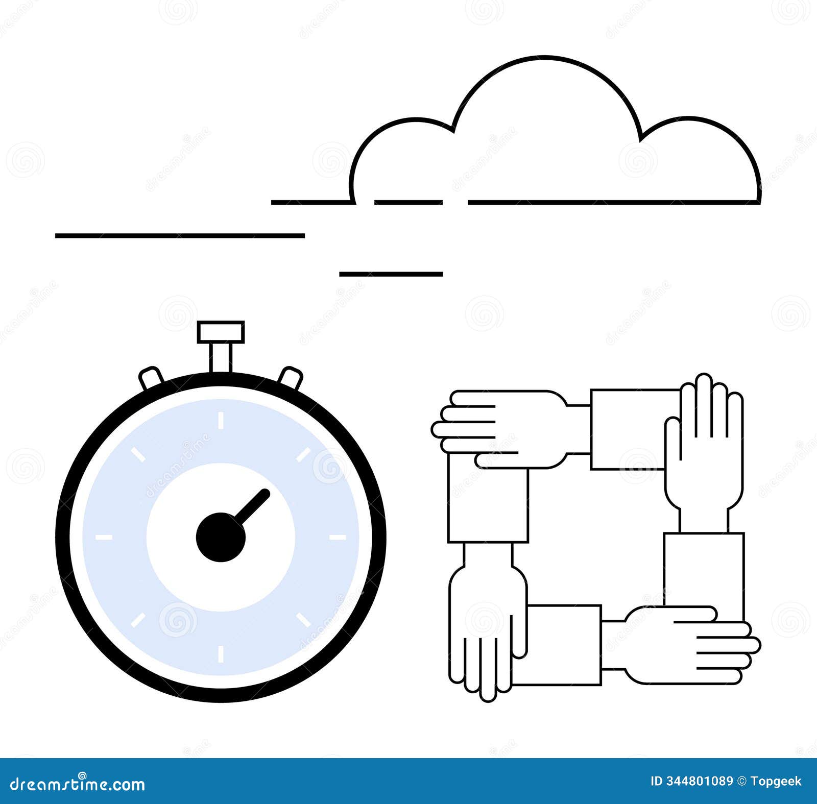 Teamwork, Efficiency, and Progress Concepts with Clock, Linked Hands ...
