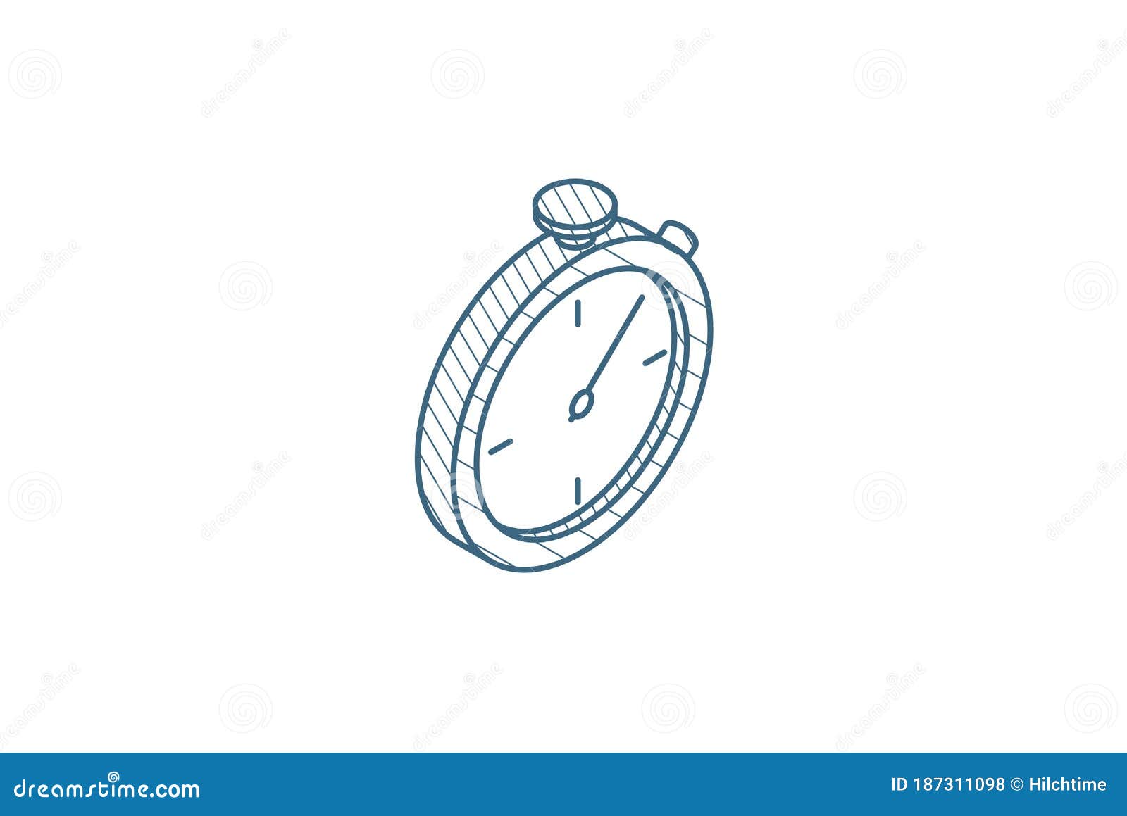 Stopwatch Isometric Icon. 3d Line Art Technical Drawing. Editable ...