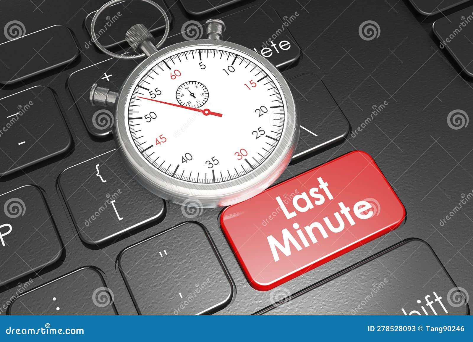 Stopwatch and Keyboard with Last Minute Word Stock Illustration ...