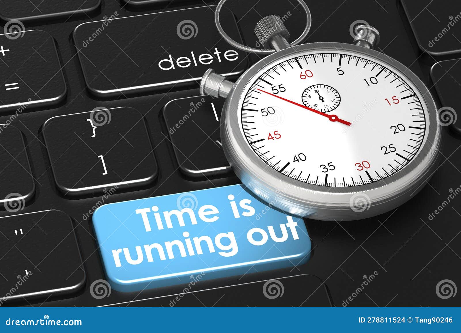 Stopwatch and Keyboard with Time is Running Out Word Stock Illustration ...
