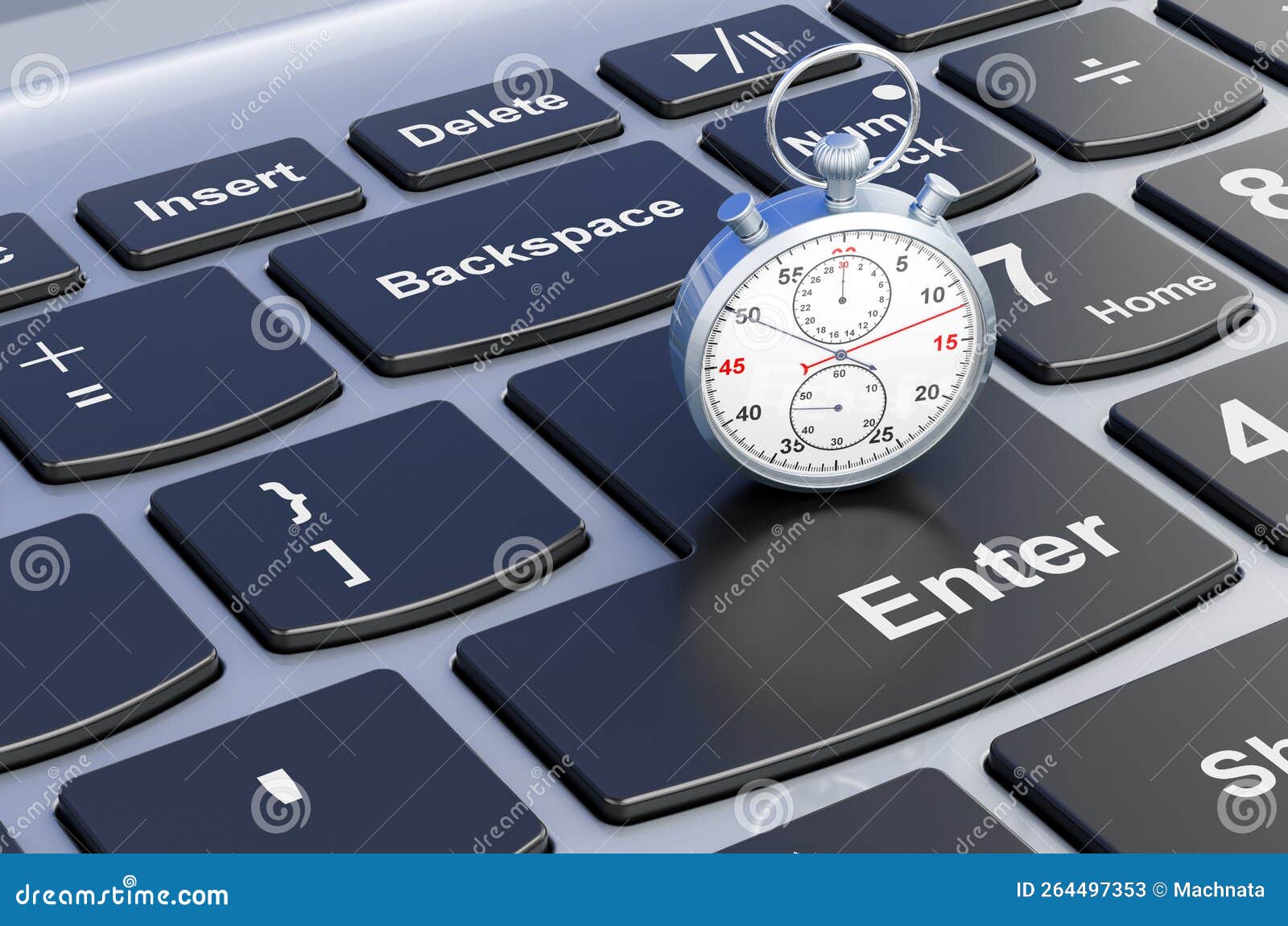 Stopwatch on Laptop Keyboard, 3D Rendering Stock Illustration ...