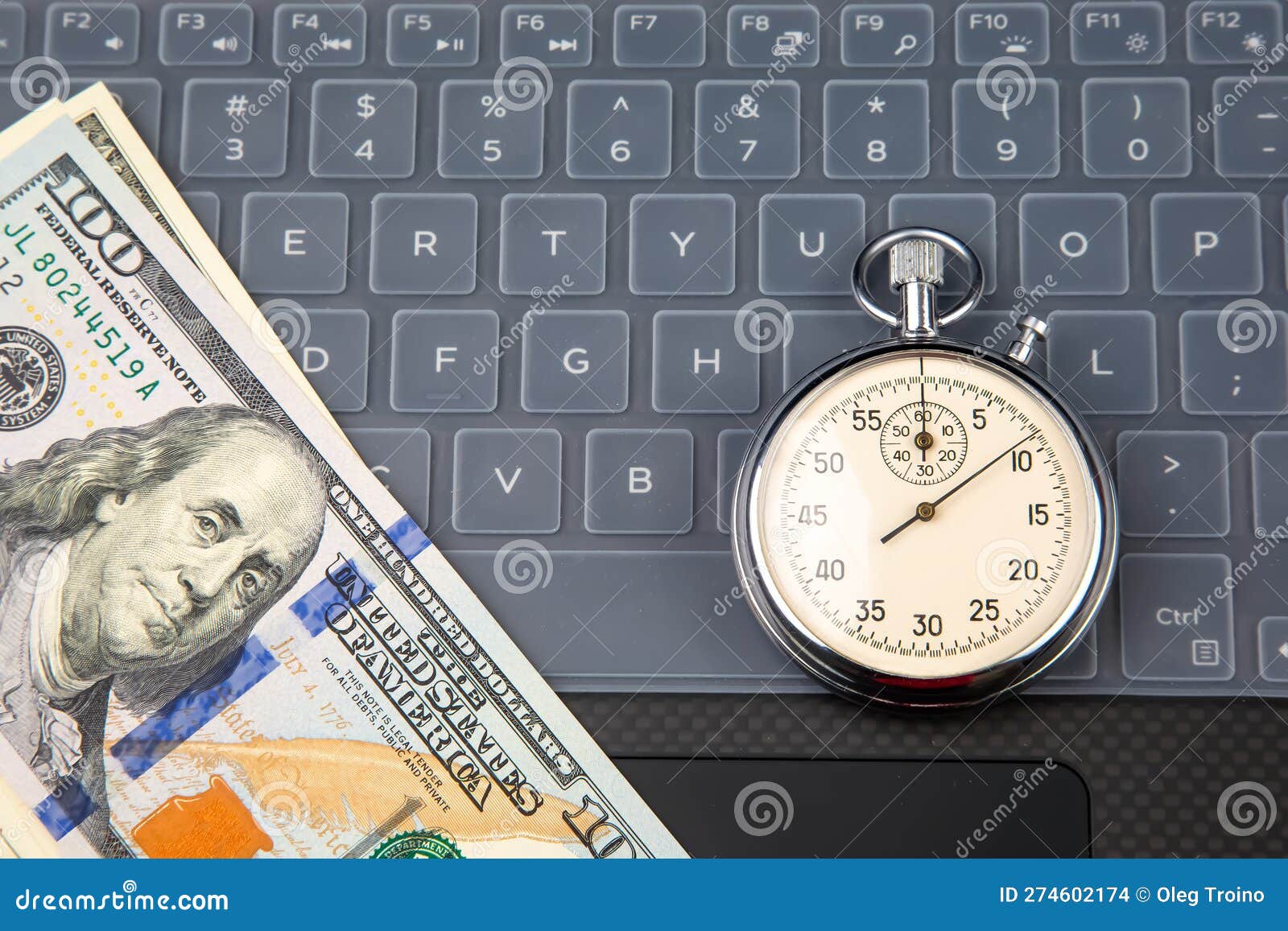 Stopwatch and Laptop. Time Control for Work and Games Online Stock ...