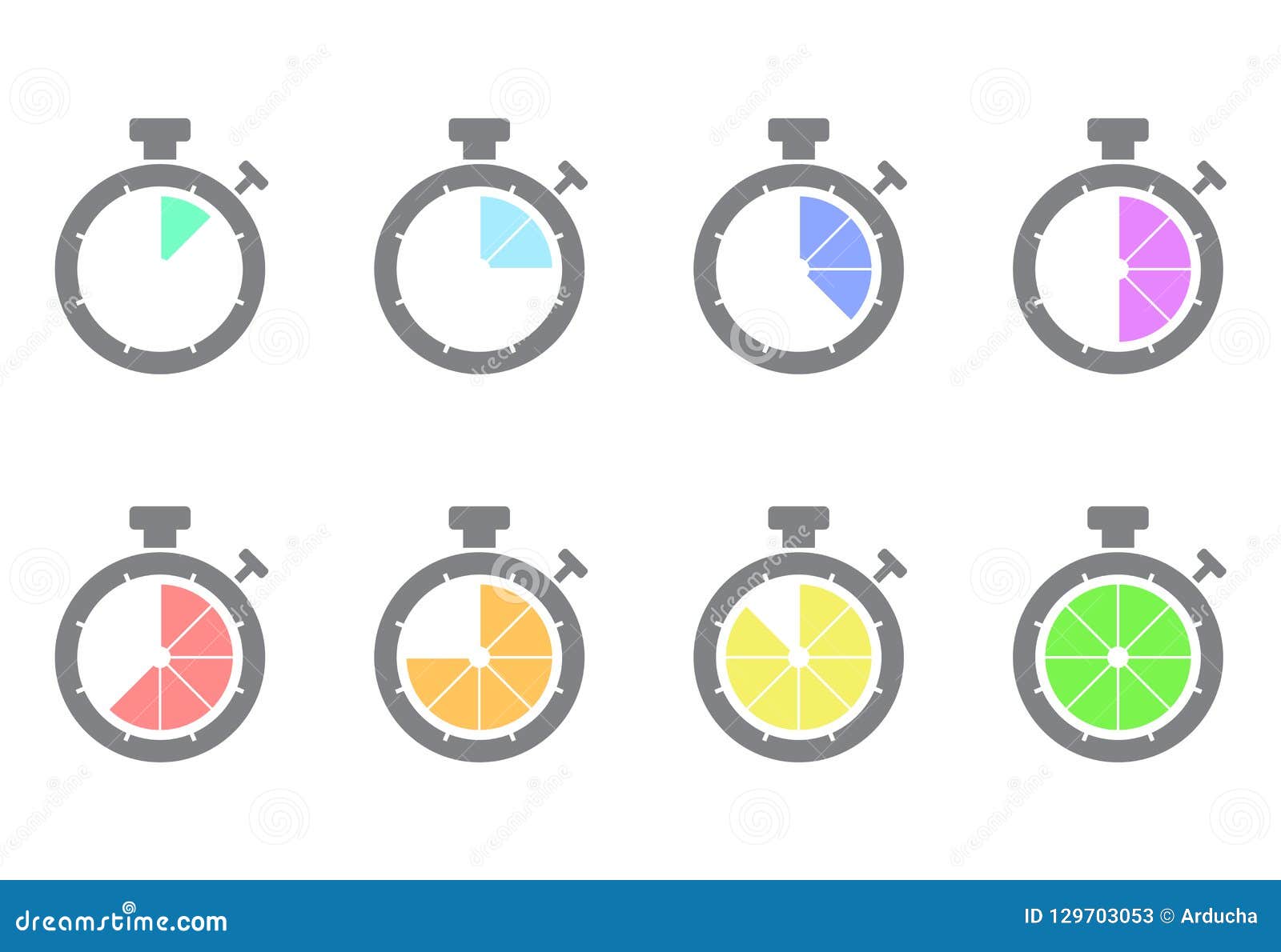 Stopwatch loading icon set stock vector. Illustration of countdown ...