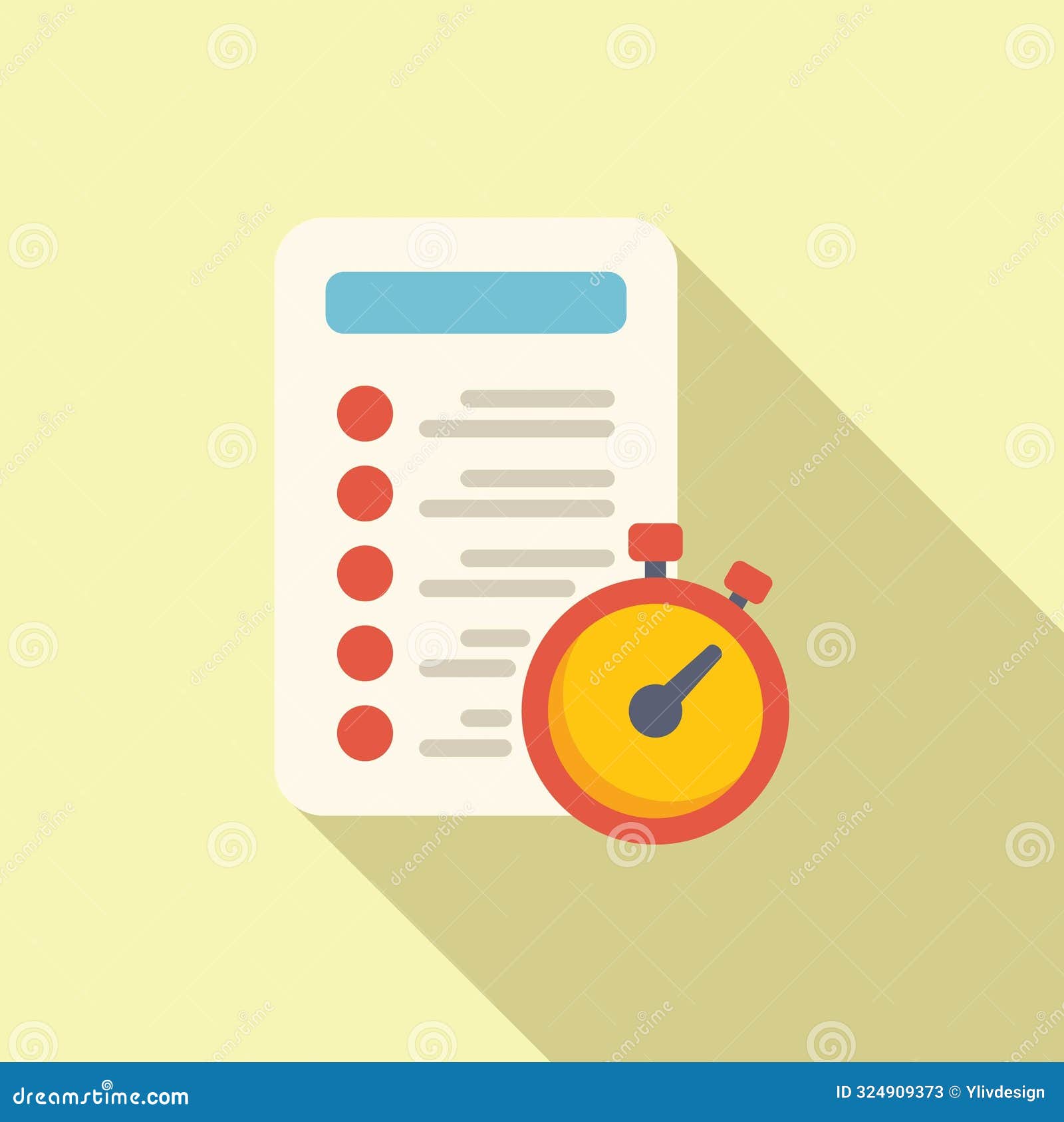 Stopwatch Measuring Time Running Out on Checklist with Long Shadow ...