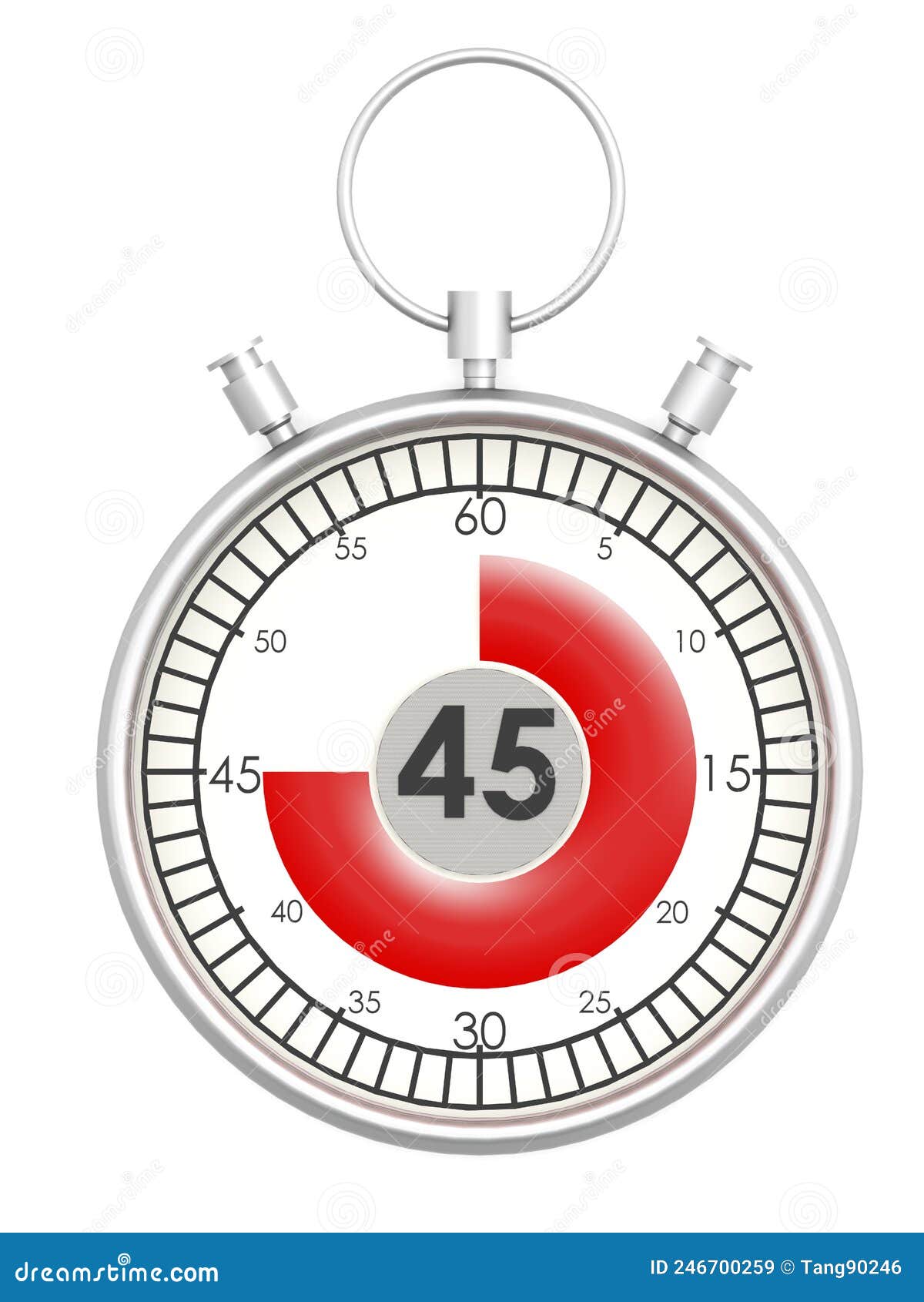 Stopwatch with 45 min left stock illustration. Illustration of ...
