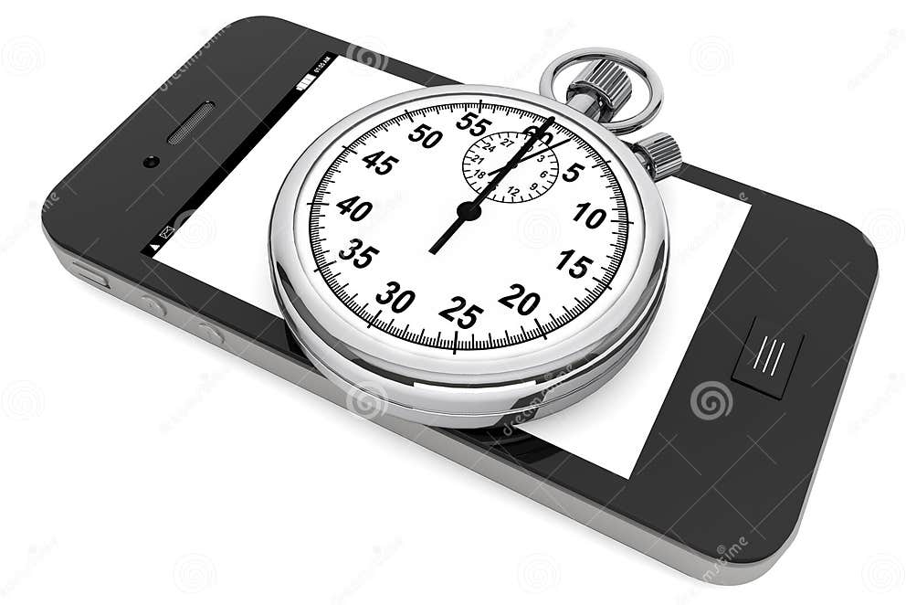 Stopwatch with Mobile Phone Stock Illustration - Illustration of ...