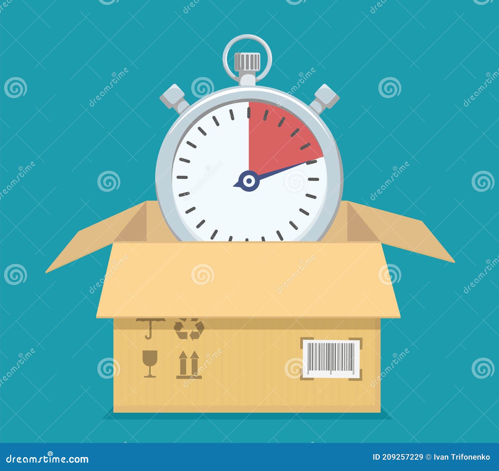 Stopwatch in an Open Cardboard Box Stock Vector - Illustration of ...