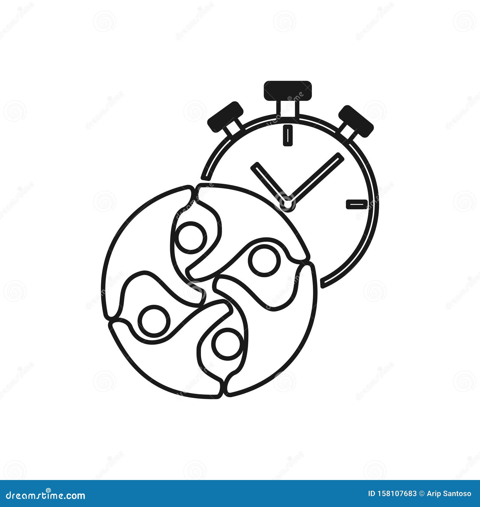 Stopwatch People Commitment Teamwork Together Outline Logo Stock Vector ...