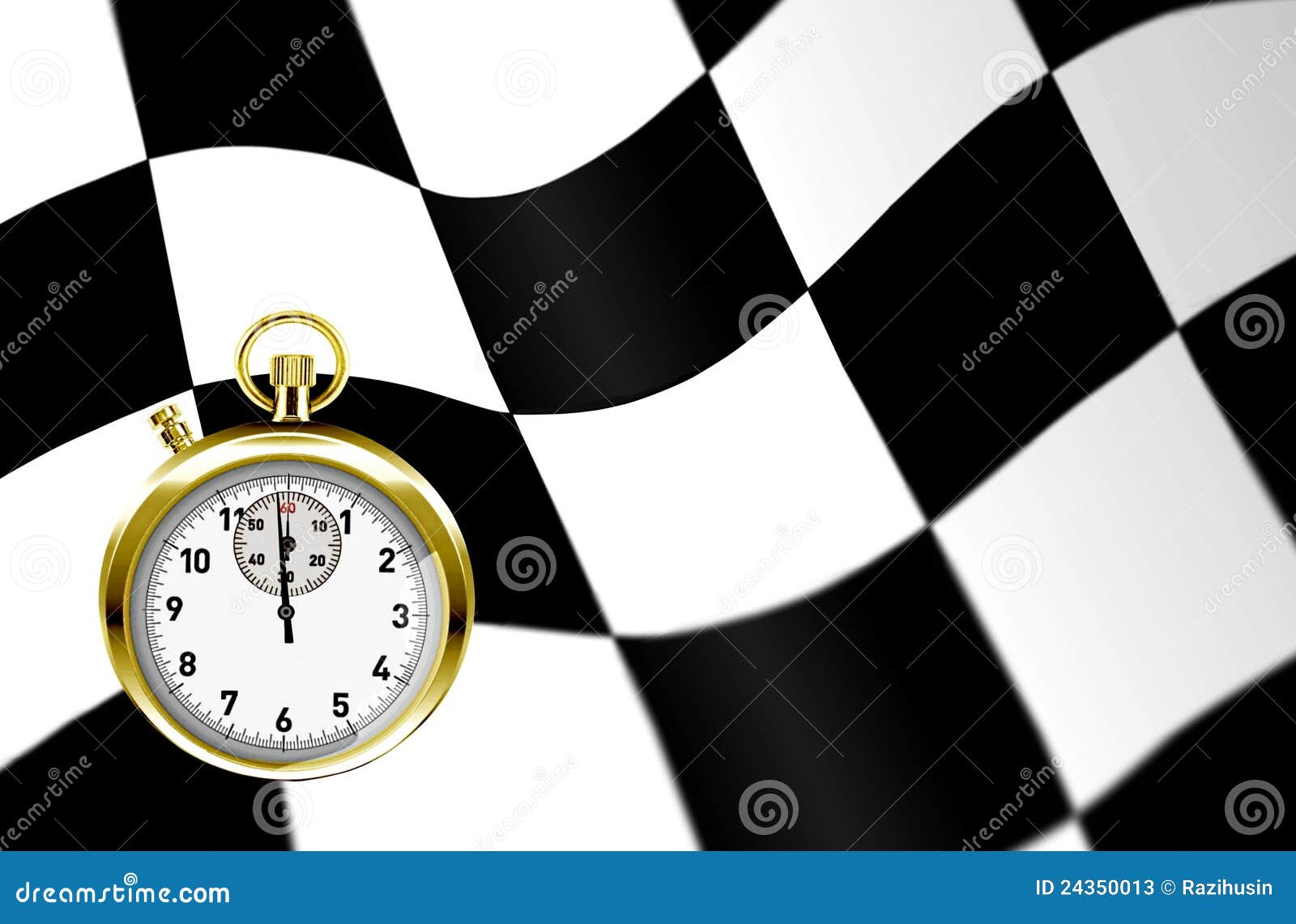 Stopwatch and racing flag stock illustration. Illustration of checkered ...