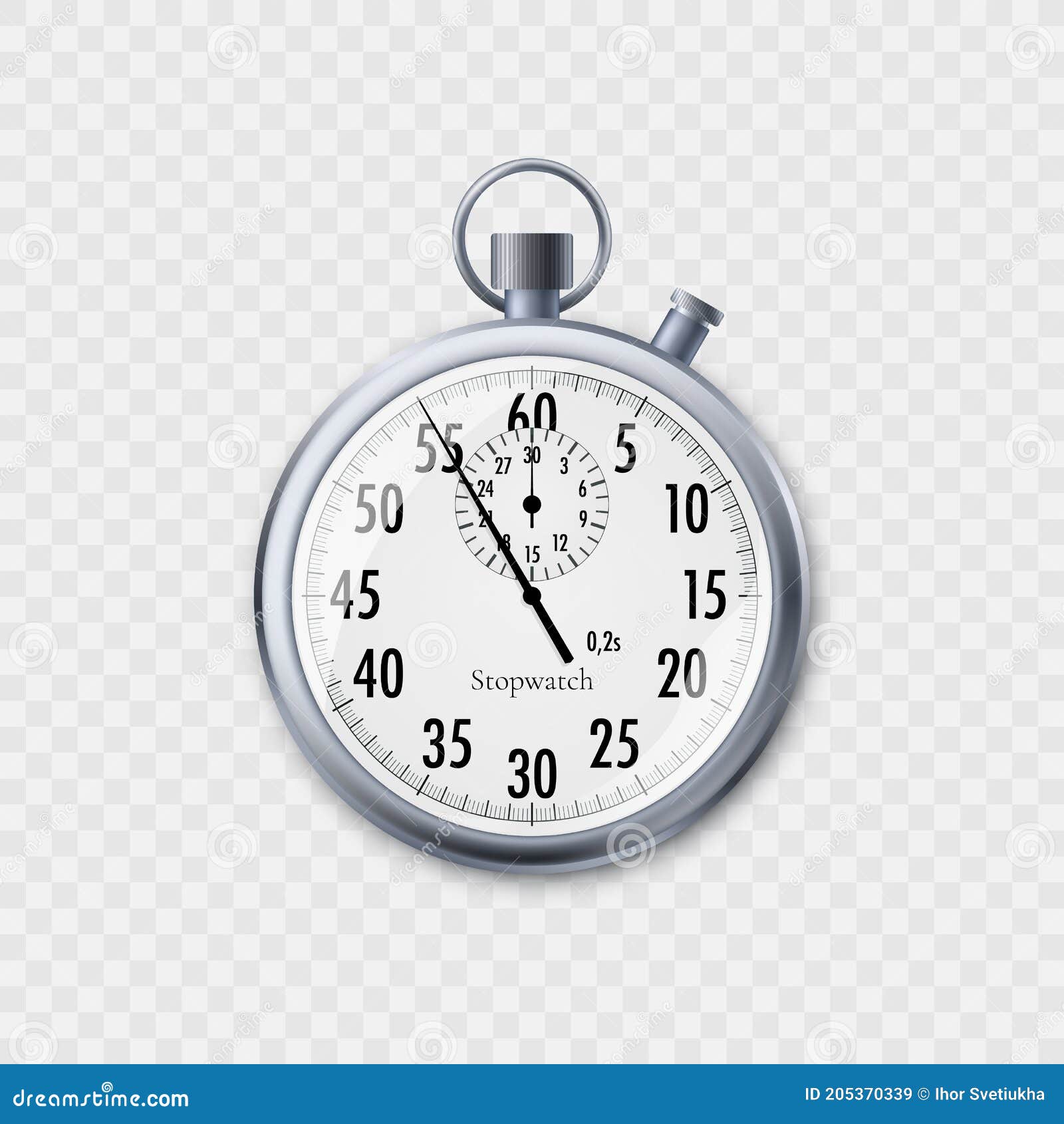 Stopwatch in Realistic Style. Classic Metal Stopwatch Stock Vector ...