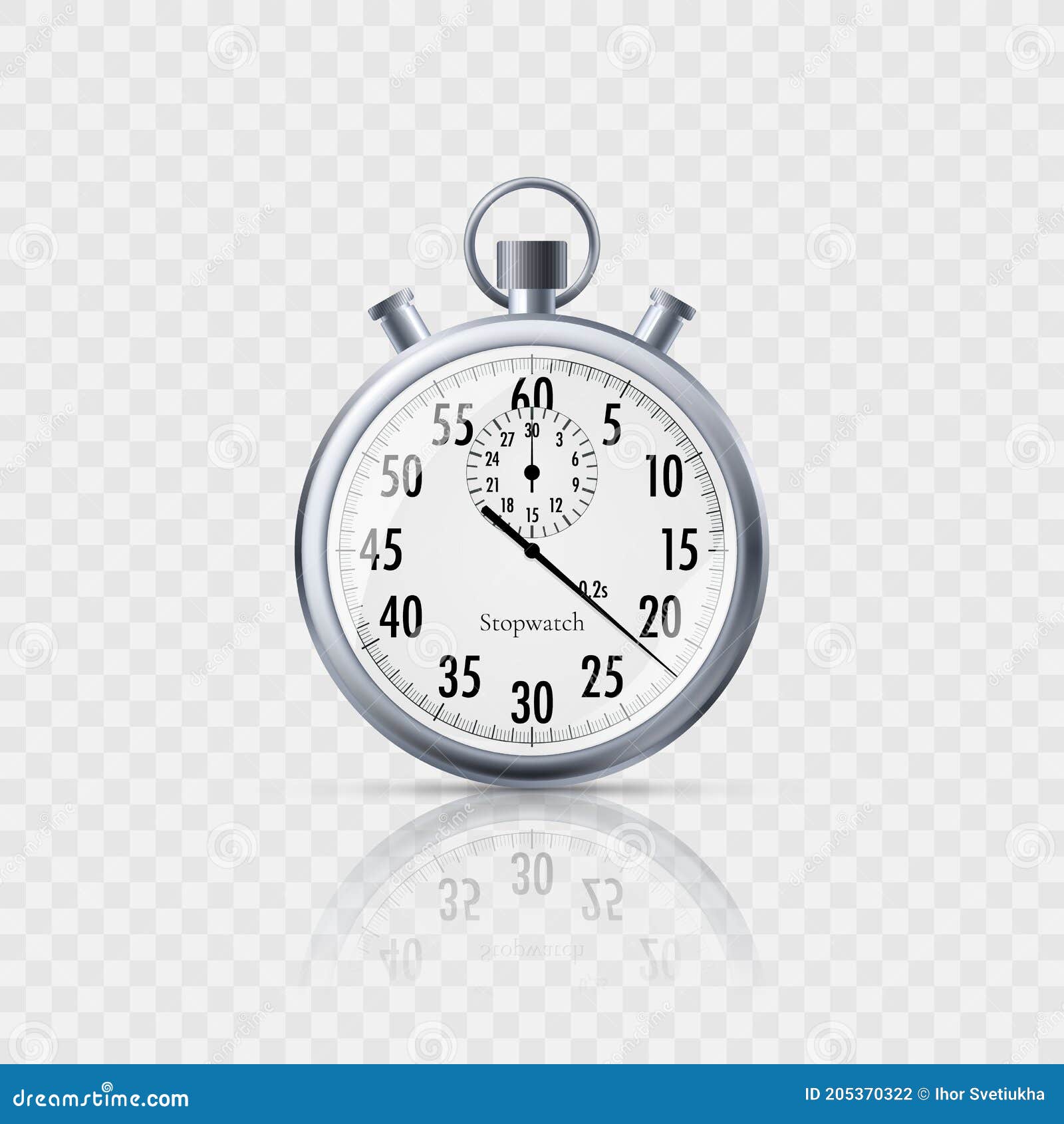 Stopwatch In Realistic Style With Reflection Isolated On Transparent ...