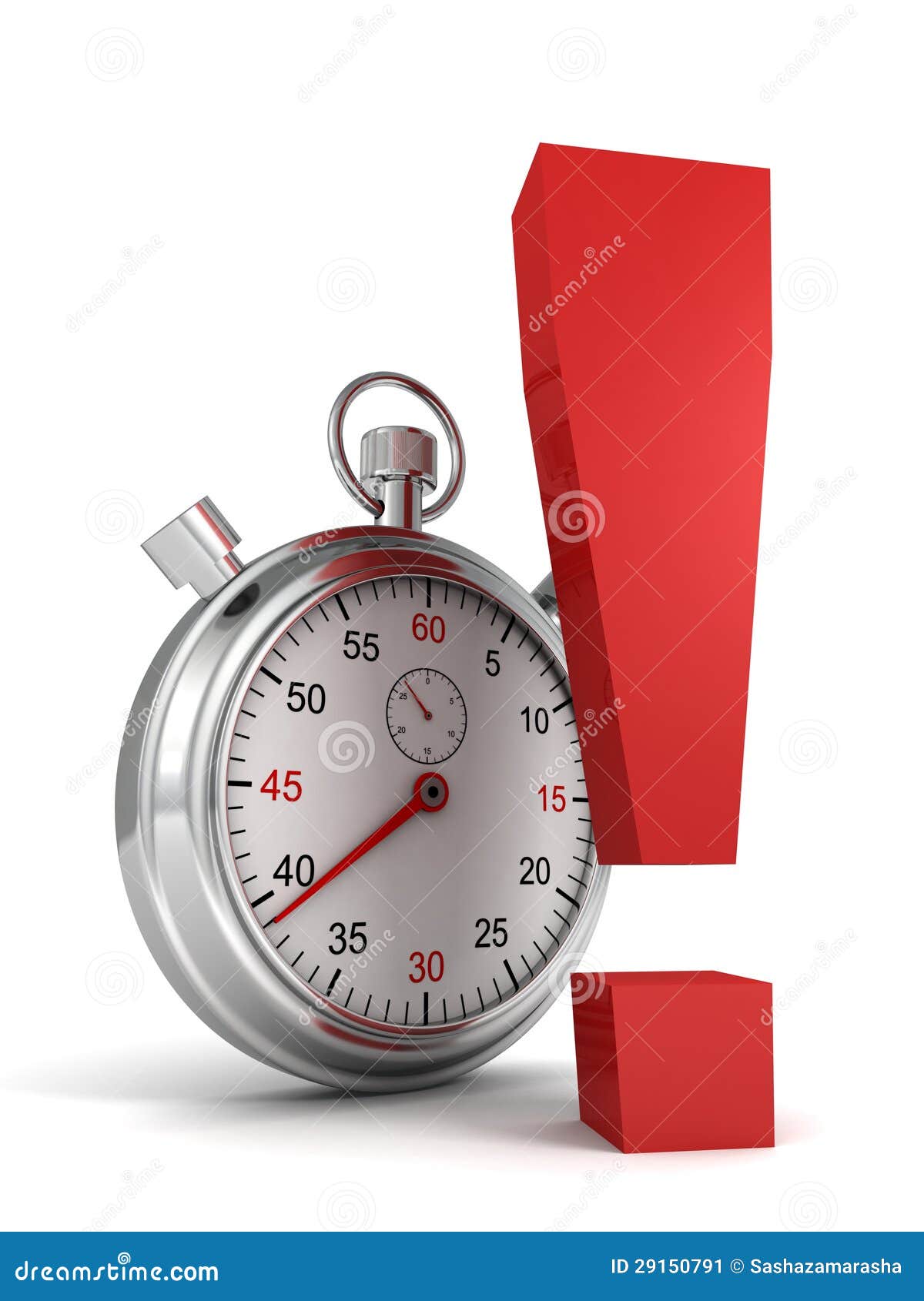 Stopwatch with Red Exclamation Mark Stock Illustration - Illustration ...