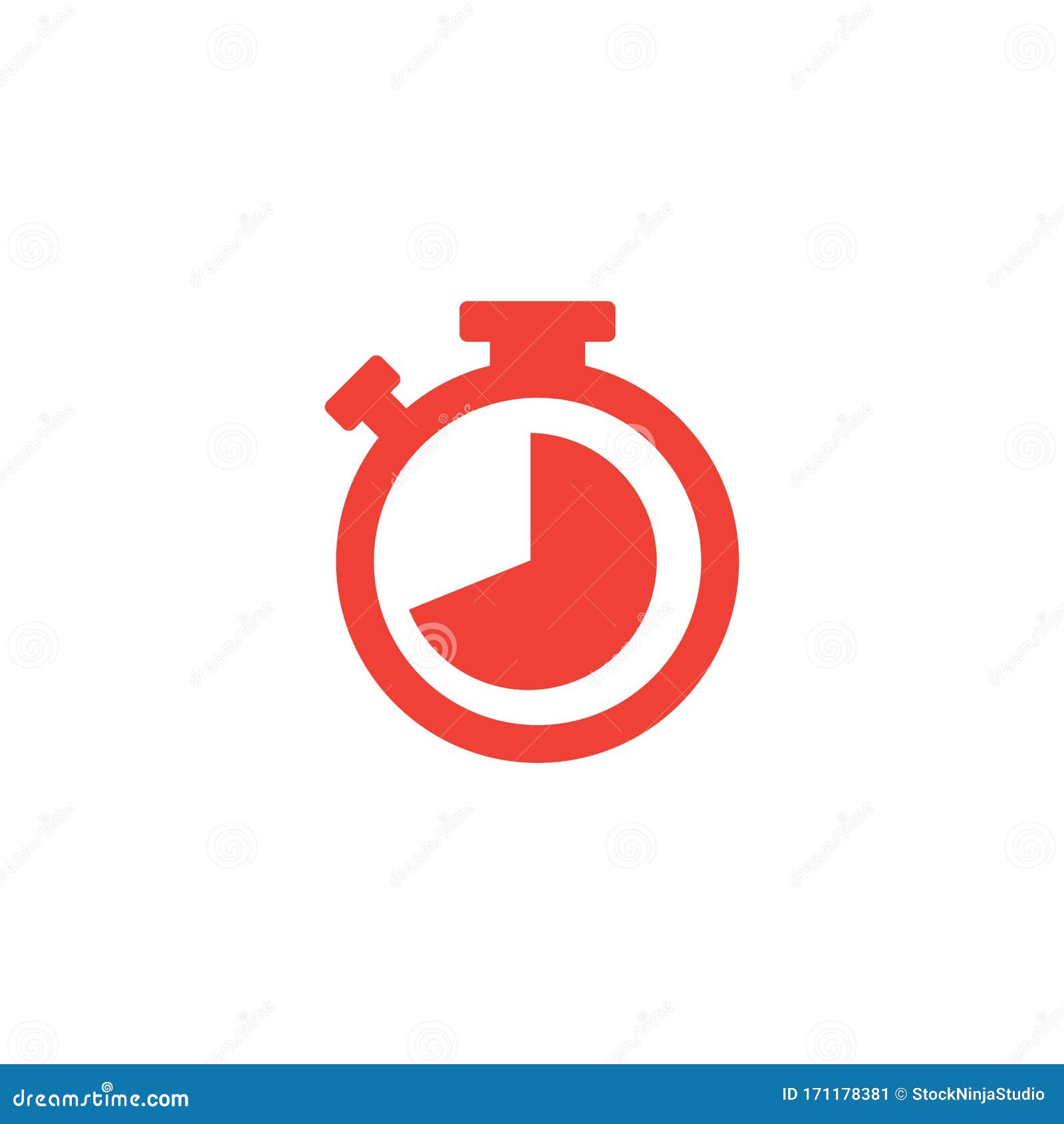 Stopwatch Red Icon on White Background. Red Flat Style Vector ...