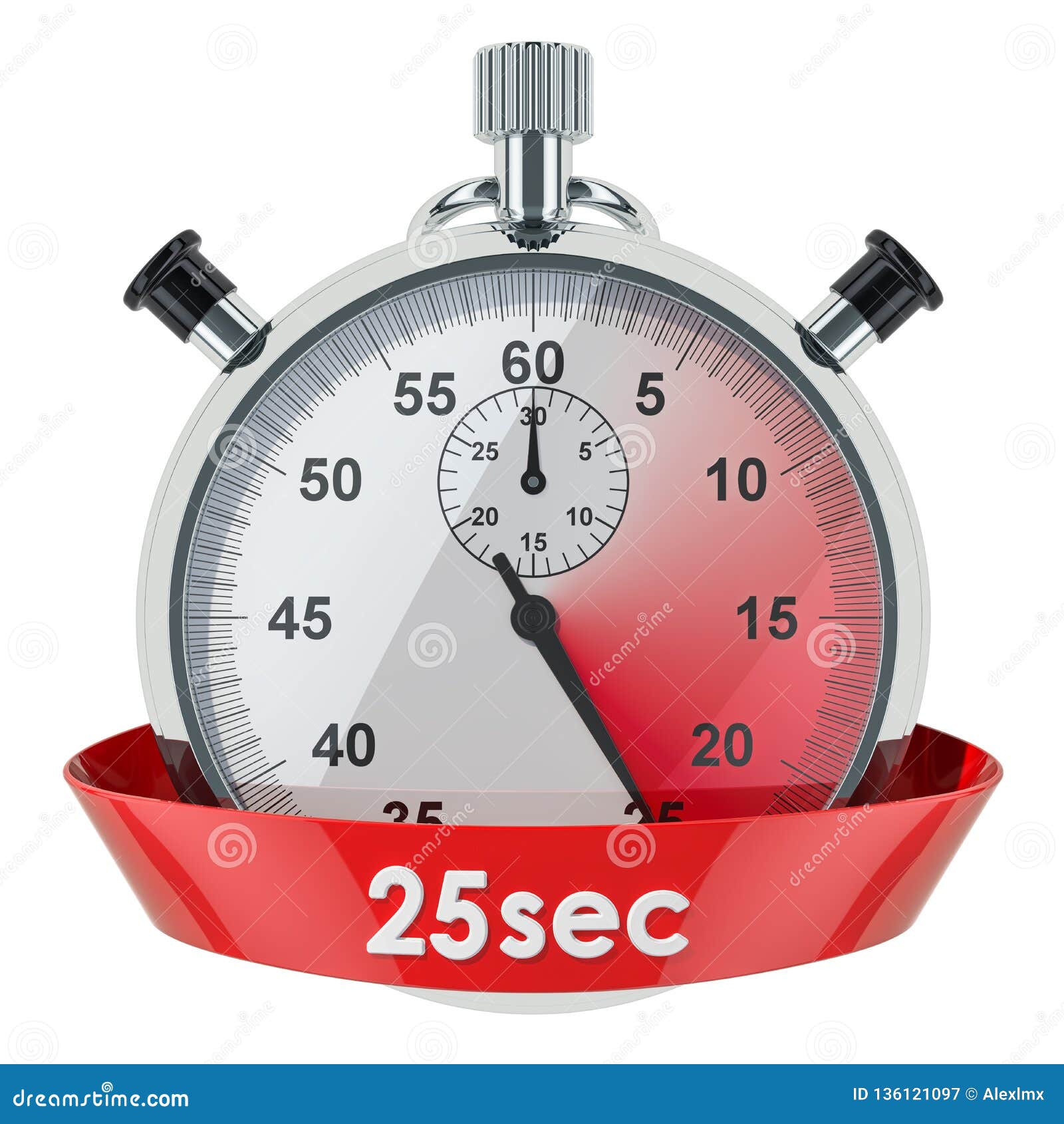 Stopwatch with 25 Seconds Timer. 3D Rendering Stock Illustration ...