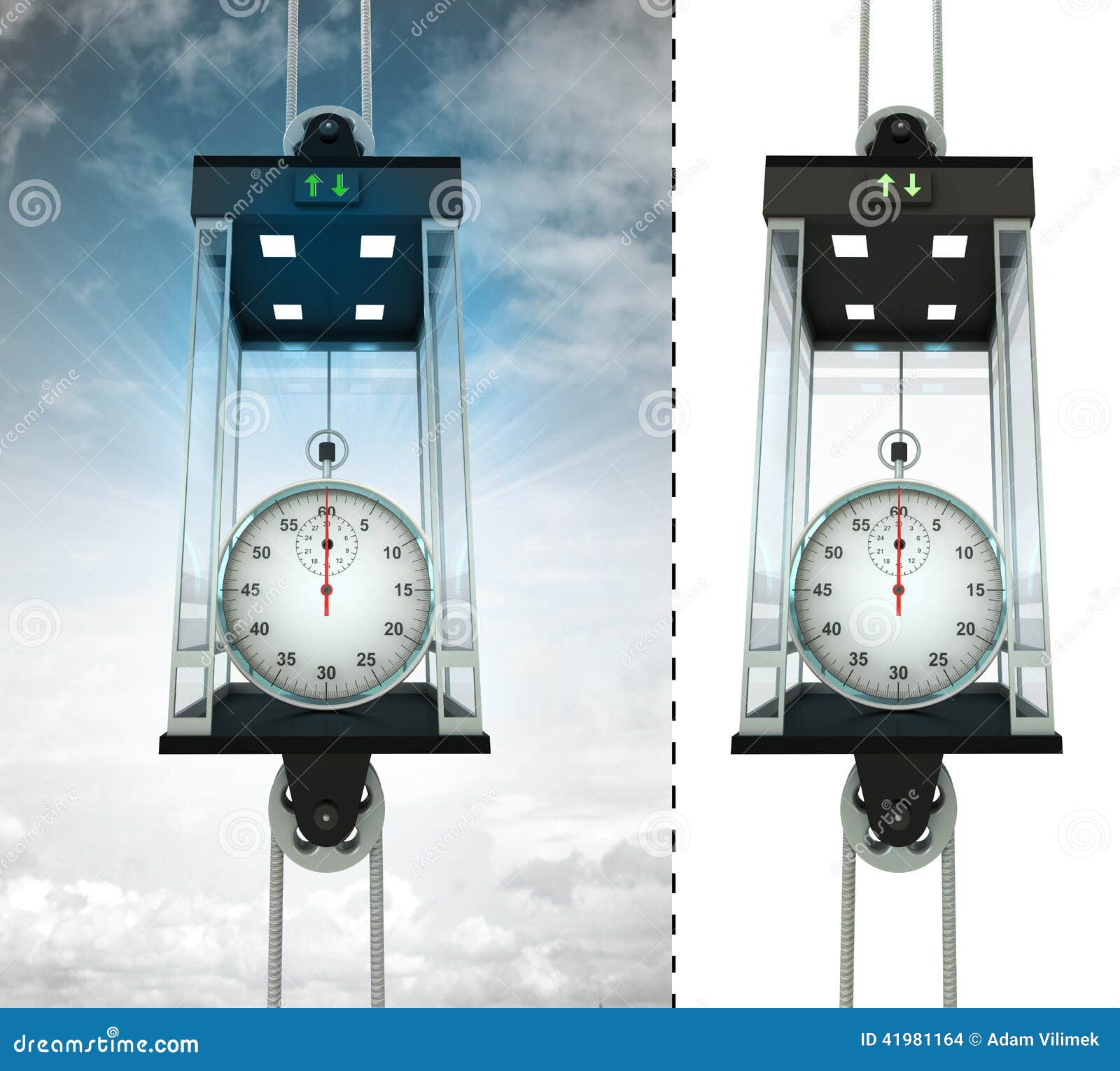 Stopwatch in Sky Elevator Concept Also Isolated One Stock Illustration ...