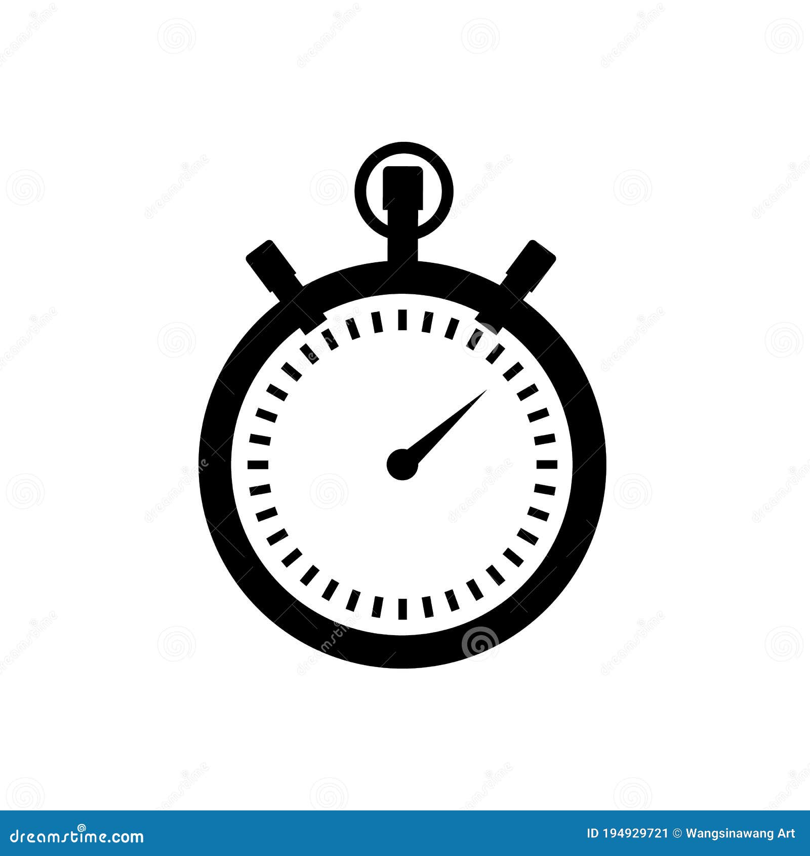 Stopwatch Symbol Flat Black Line Icon, Vector Illustration Stock Vector ...