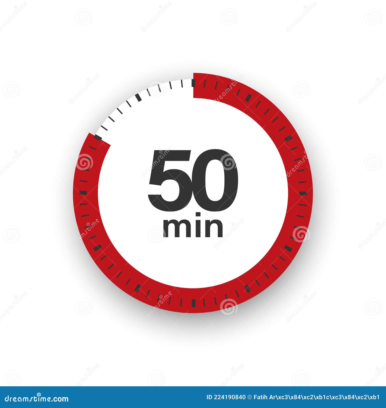 50 Minutes Timer. Stopwatch Symbol in Flat Style. Editable Isolated ...